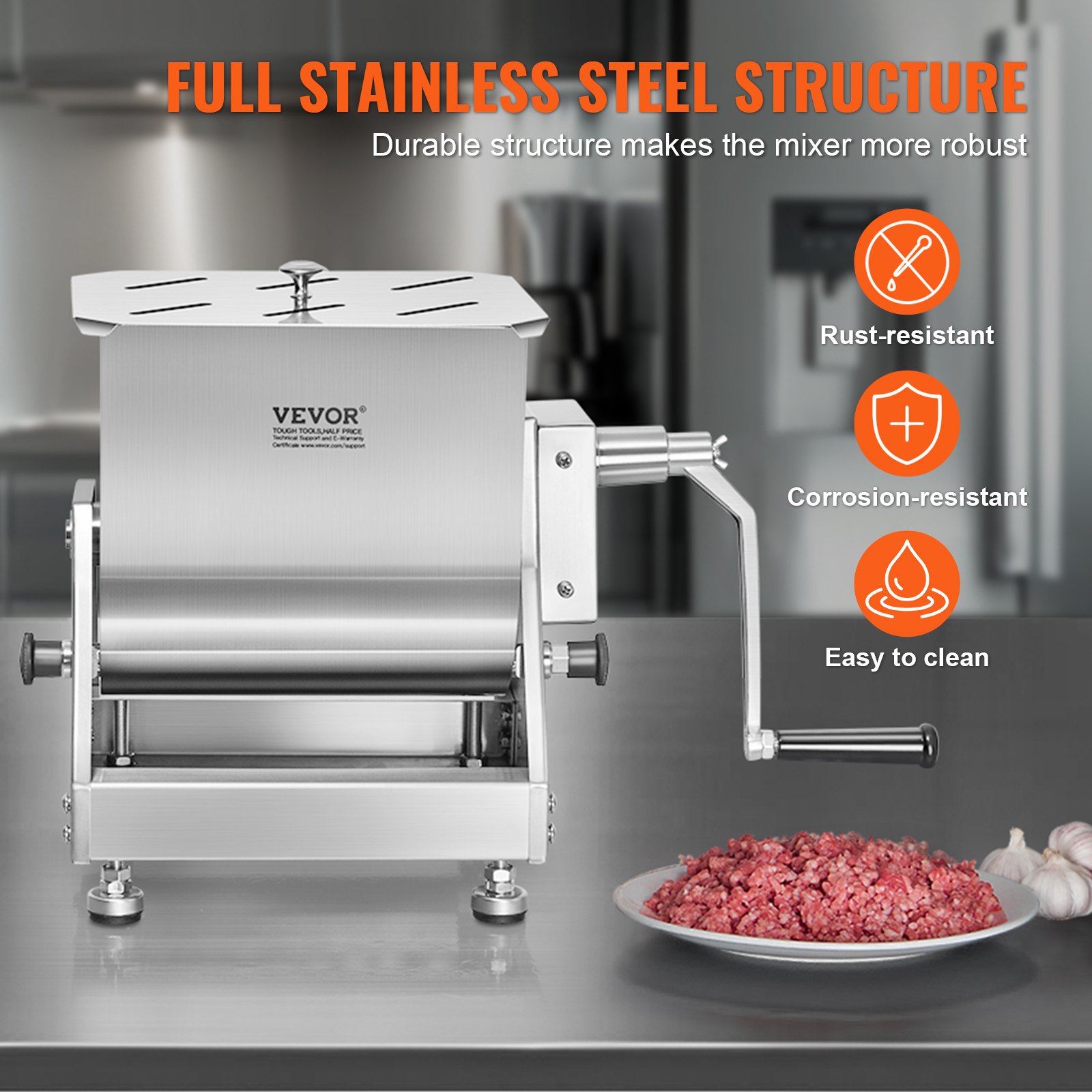 VEVOR 30 Pound Tilt Manual Meat Mixer Sausage Hand Mixer Machine ...