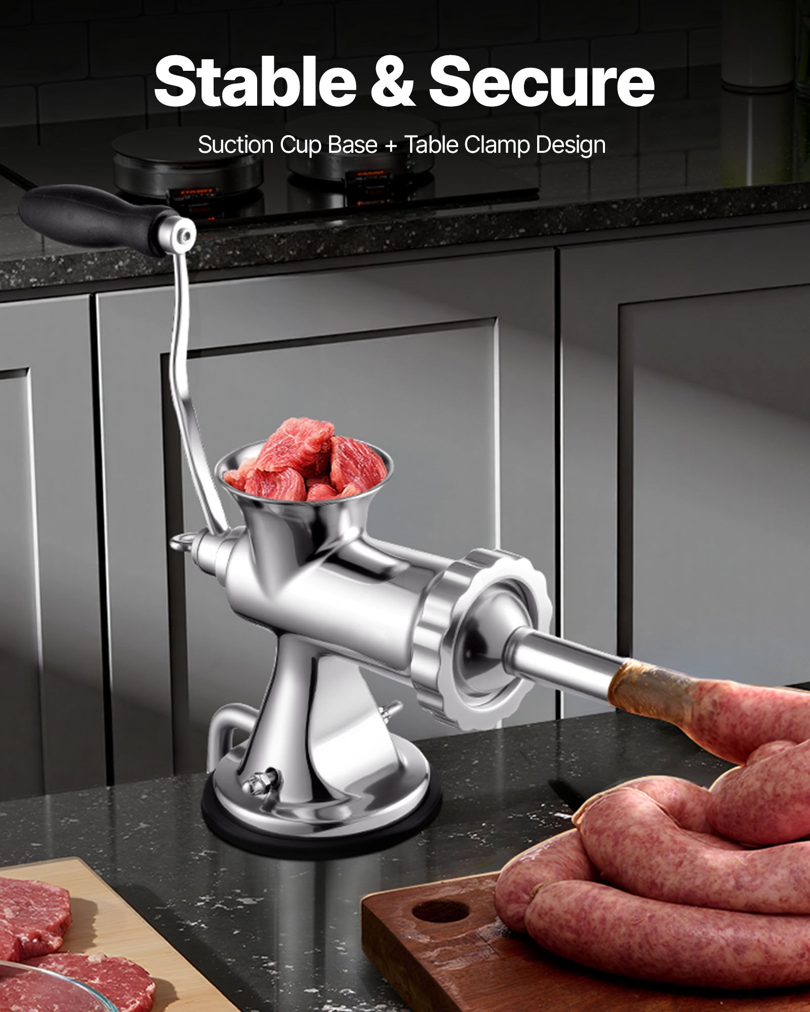 VEVOR Manual Meat Grinder, 304 Stainless Steel Hand Meat Grinder with ...