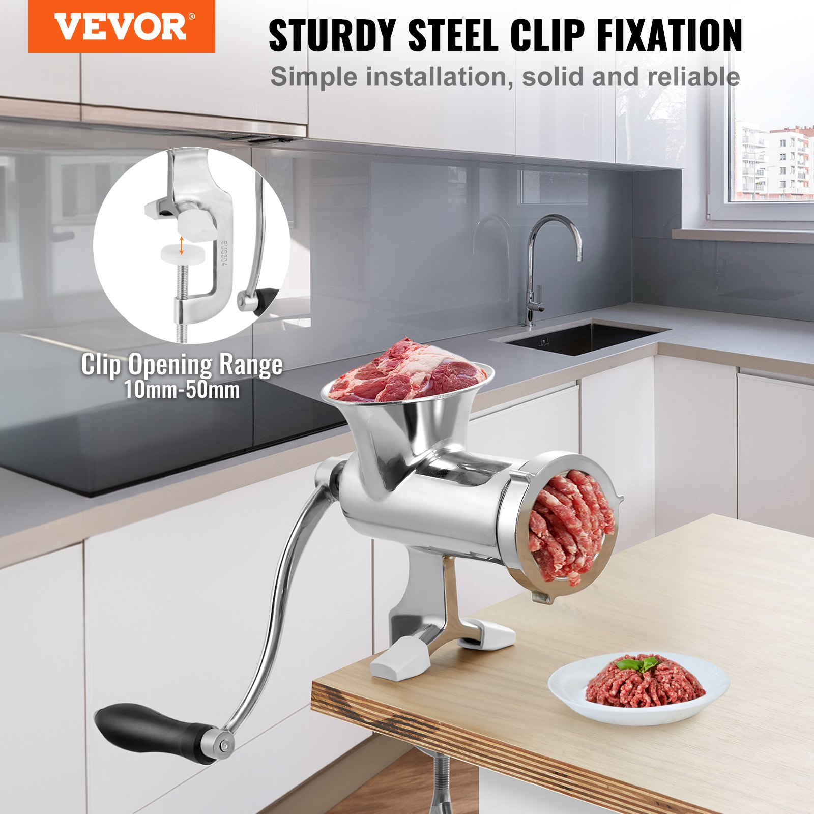 VEVOR Manual Meat Grinder, 304 Stainless Steel Hand Meat Grinder with ...
