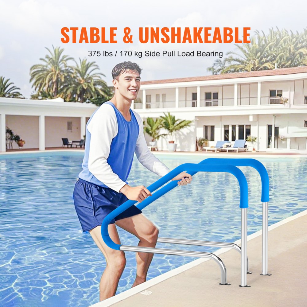 VEVOR Pool Handrail,46 x 37 inch Pool Railing, Stainless Steel (Pre ...