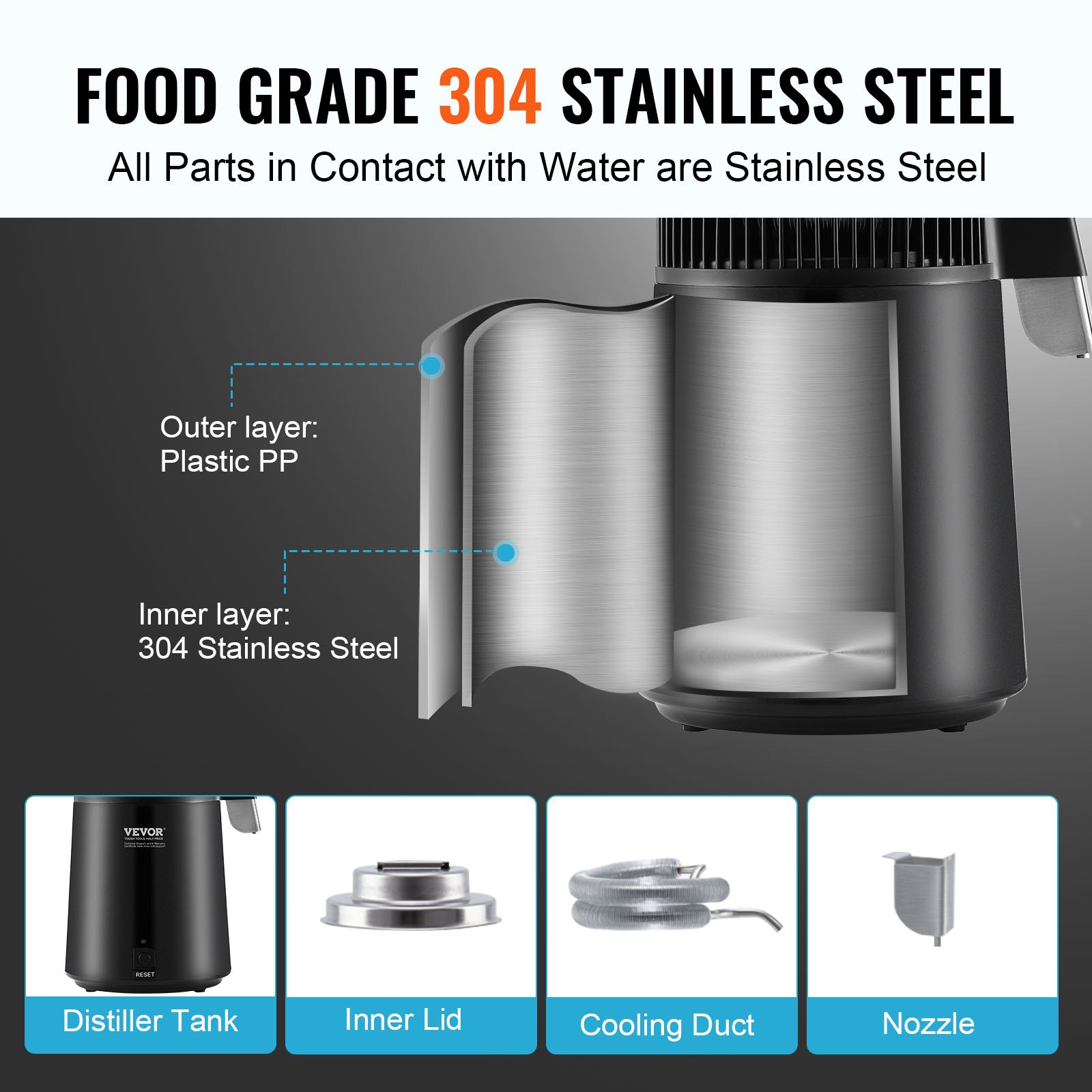 VEVOR 4L Water Distiller Purifier Machine Countertop Stainless Steel ... VEVOR 4L Water Distiller Purifier Machine Countertop Stainless Steel ...