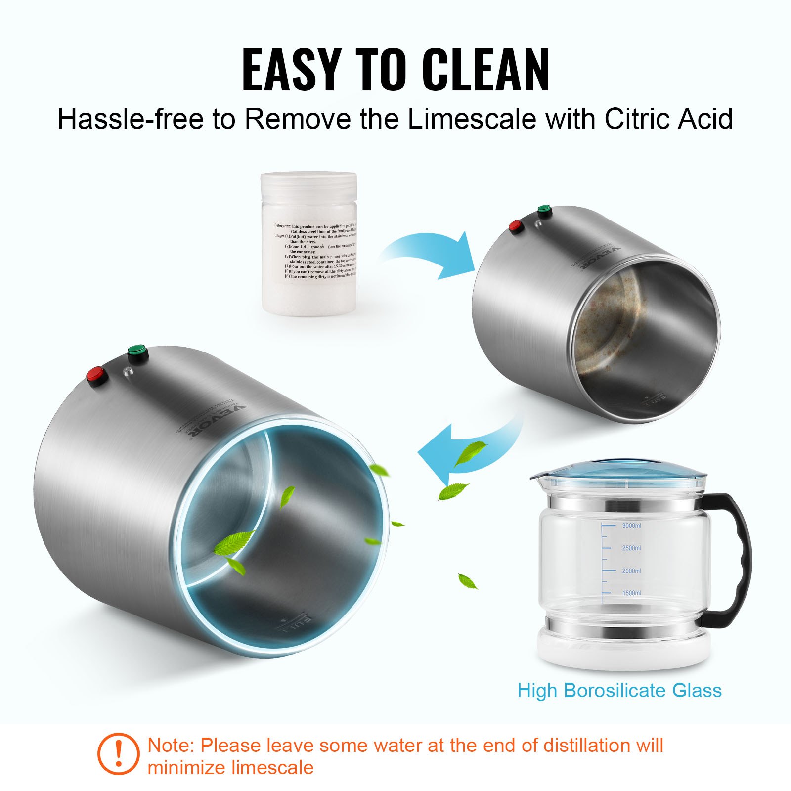 VEVOR Water Distiller, 4L 1.05 Gallon Pure Water Purifier Filter For ...