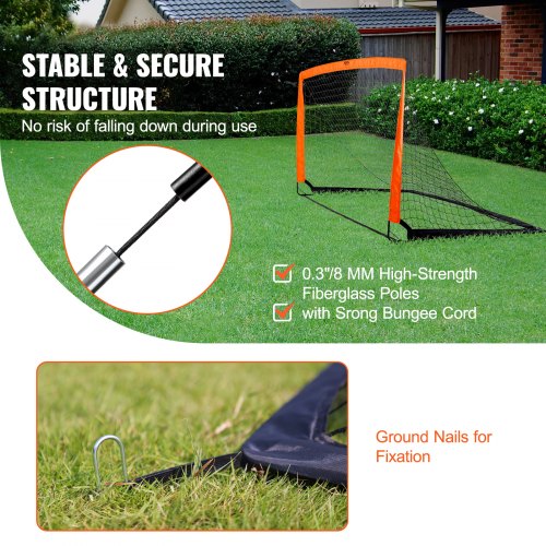VEVOR Portable Soccer Goal, 6.5x3.25 ft Kids Backyard Soccer Net ...