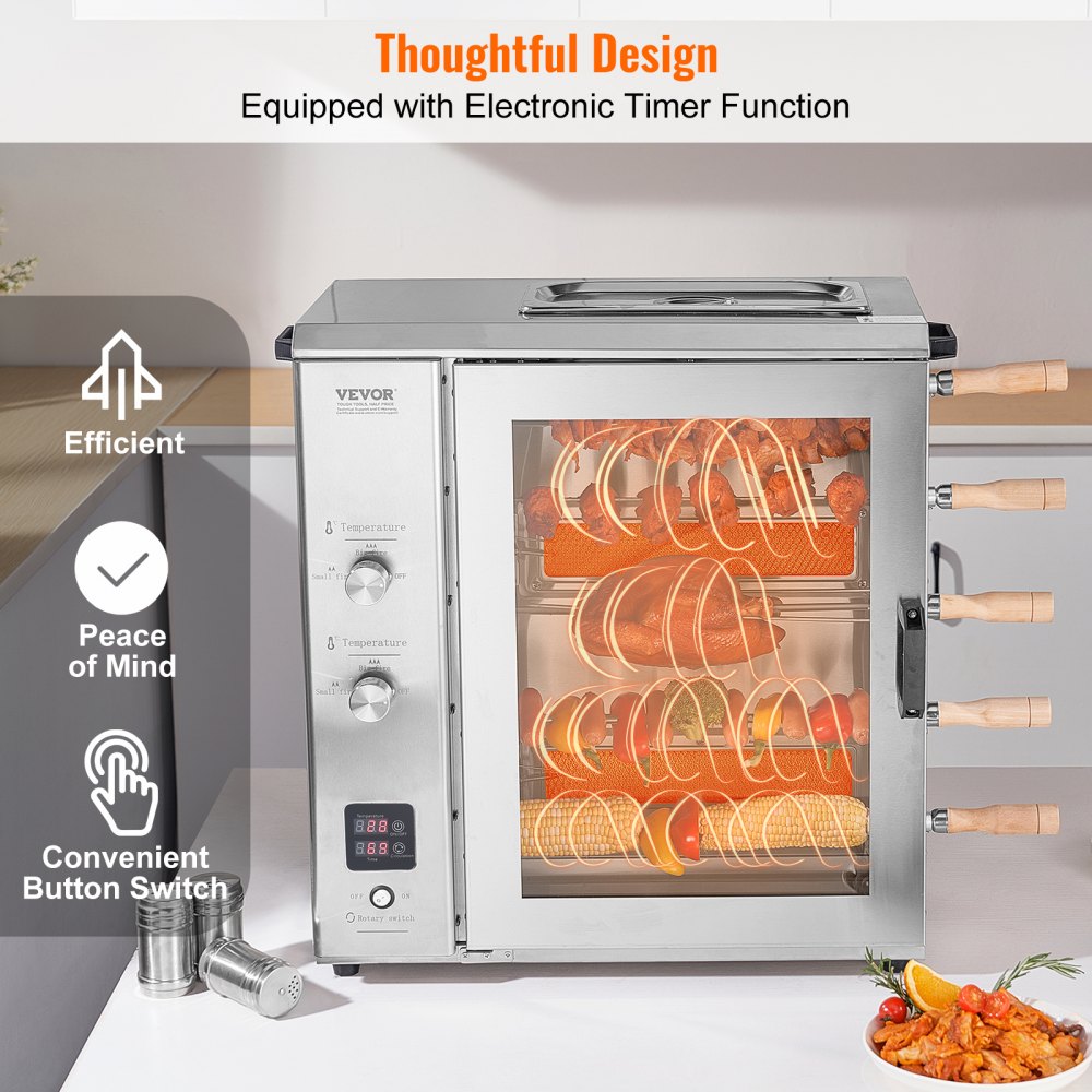 VEVOR Shawarma Grill Machine, 5 Strings of Barbecue Capacity, Chicken ...