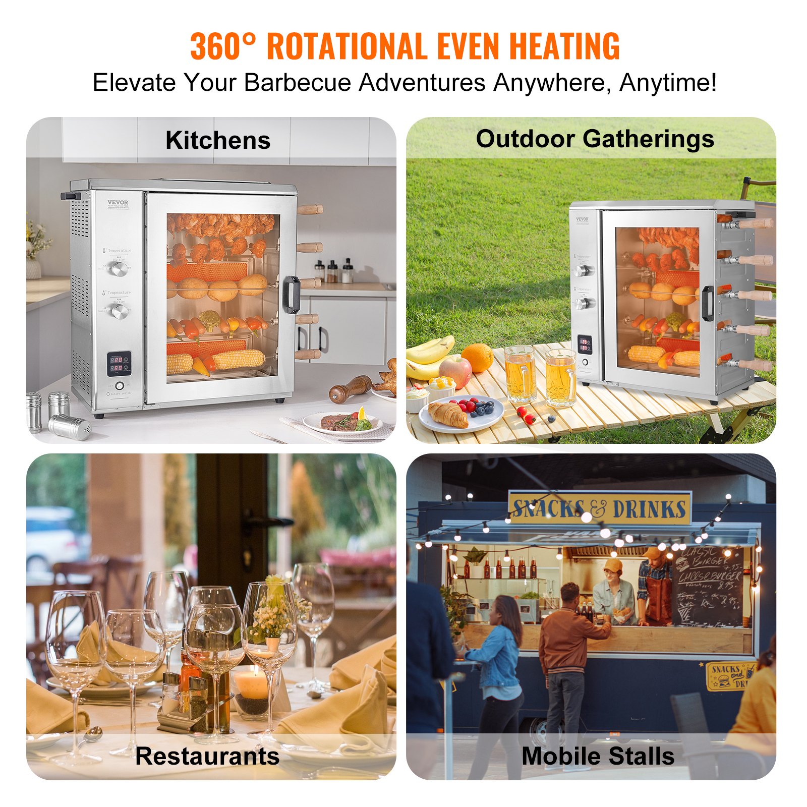 VEVOR Shawarma Grill Machine, 5 Strings of Barbecue Capacity, Chicken ...