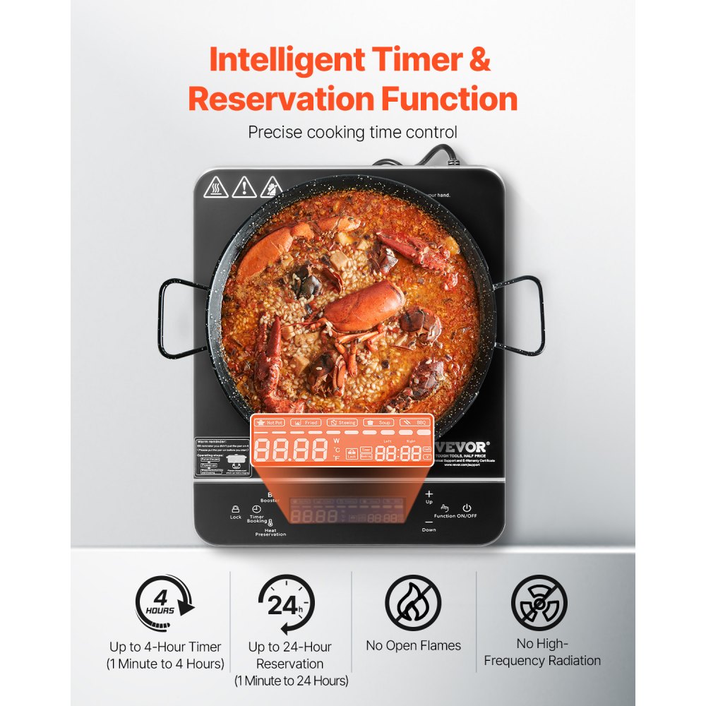 VEVOR Portable Induction Cooktop – 1500W, 9 Temp Levels