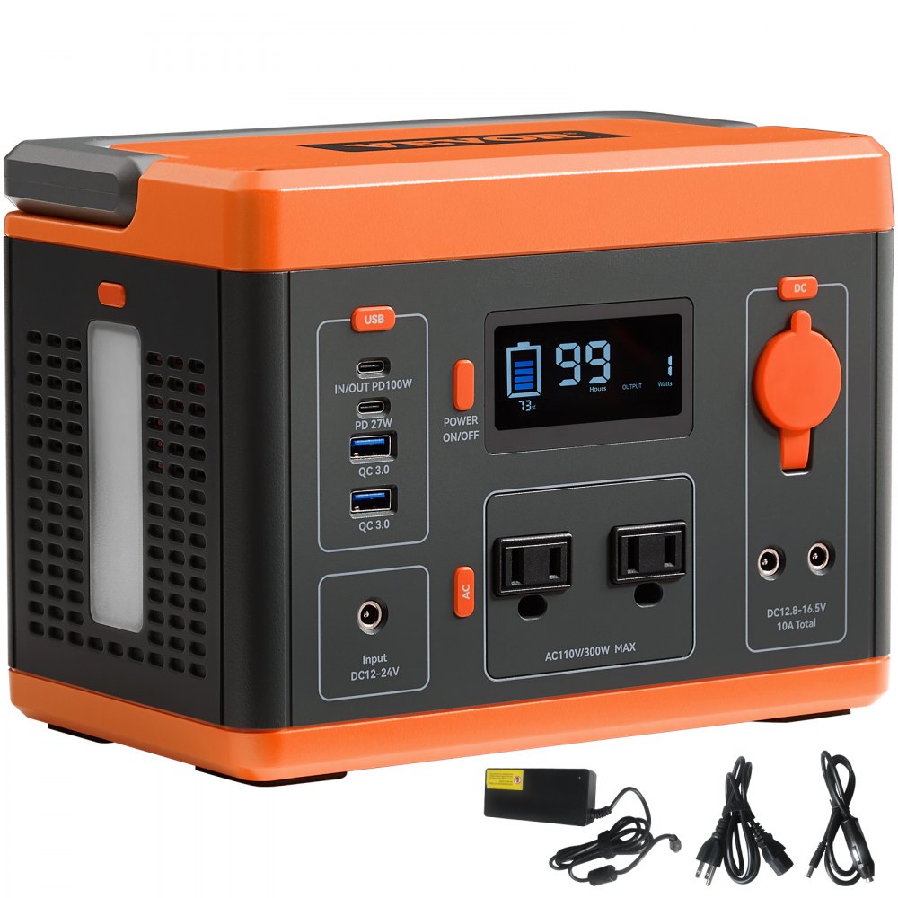 VEVOR Portable Power Station Solar Generator 296Wh 300W Backup Lithium ...