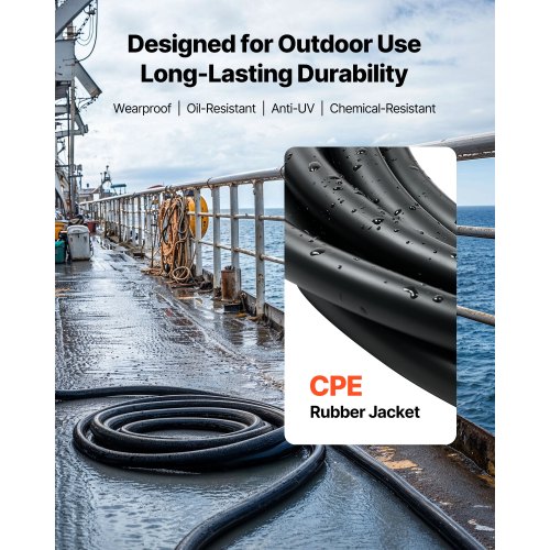 25 FT 6AWG Premium Electrical Power Cable Outdoor Extension Cord Copper ...