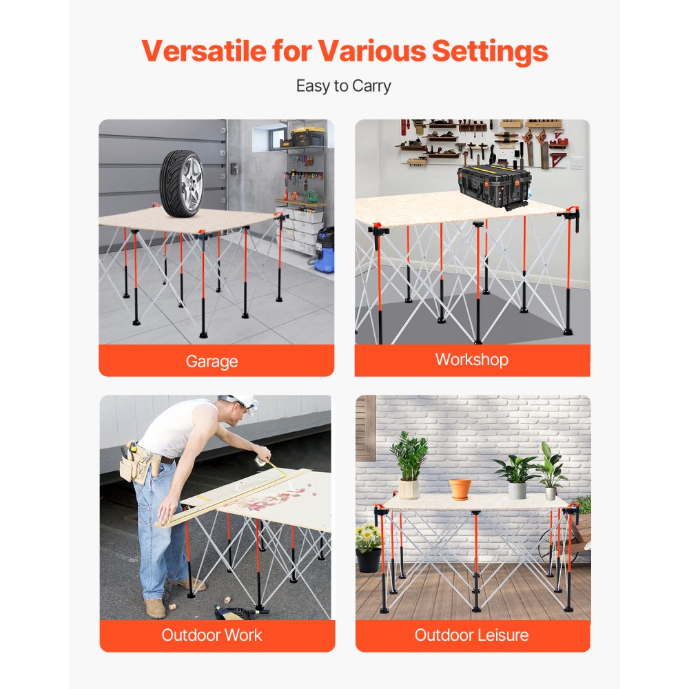 VEVOR Folding Workstand – 4.15x4.15 ft, 3500 lbs Capacity