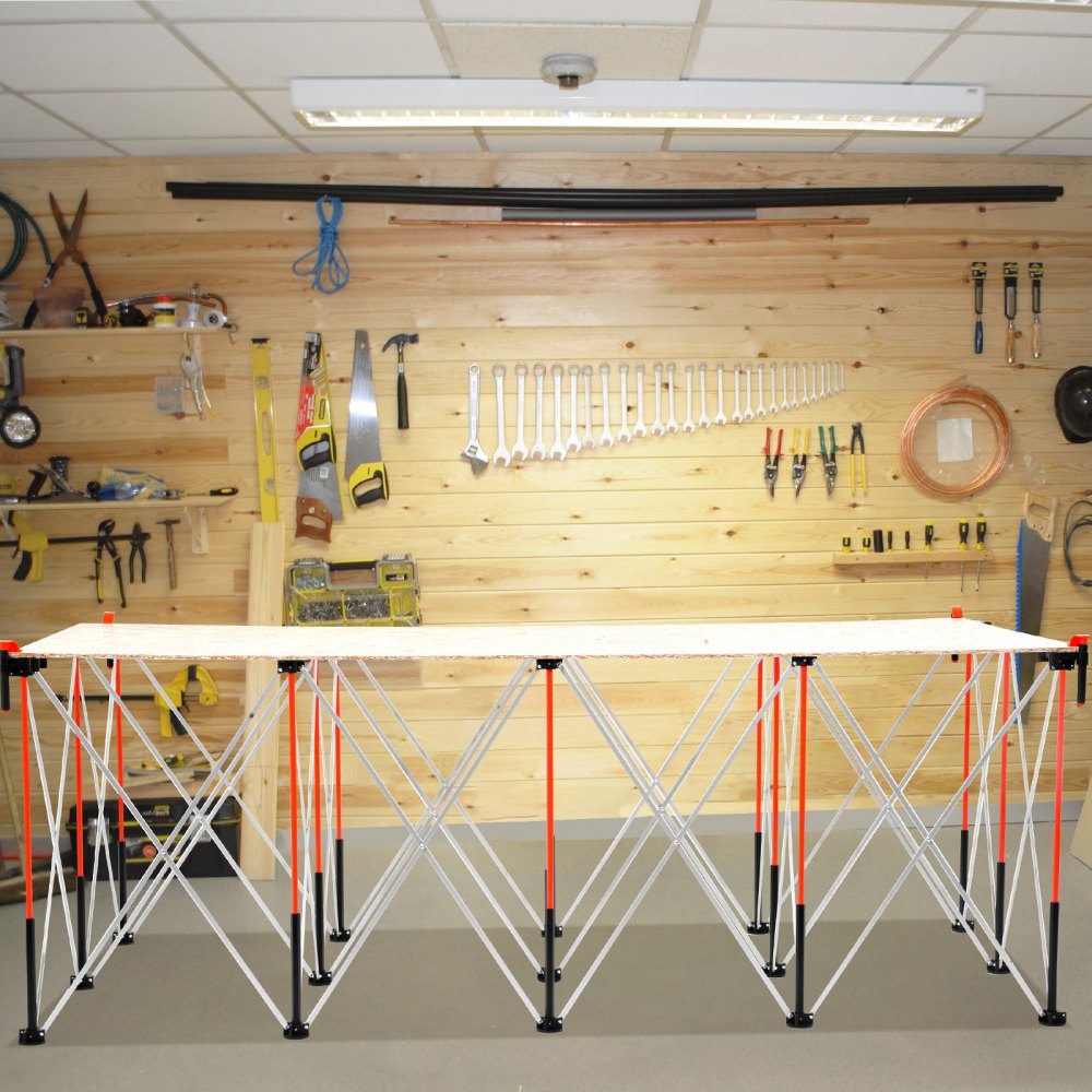 VEVOR Portable Folding Workstand, 2455 x 1260 mm Collapsible Workbench ...