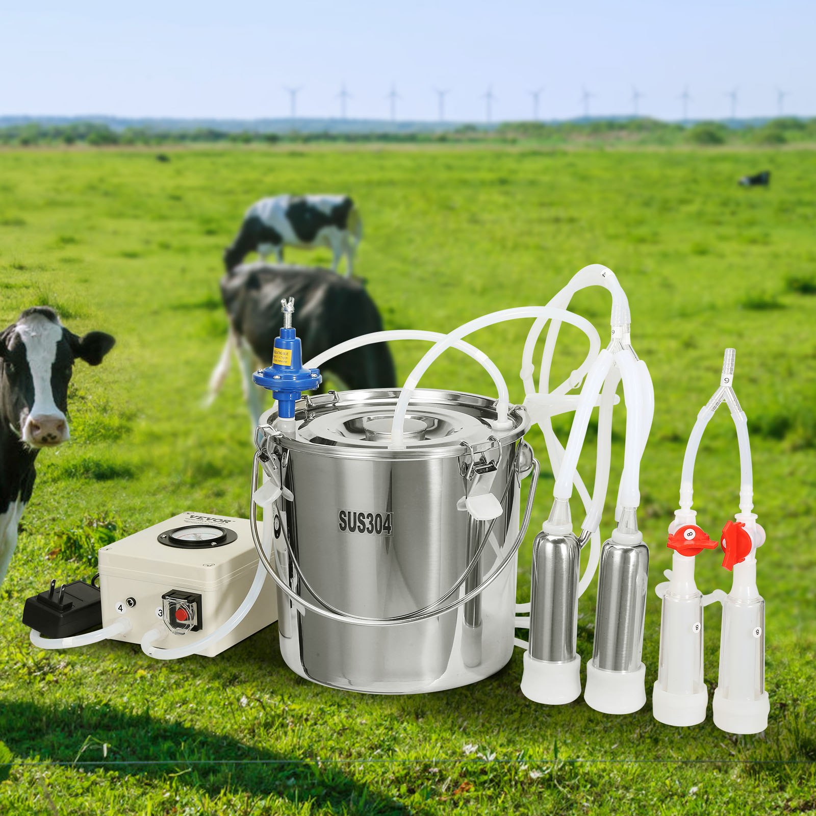 VEVOR Goat Milking Machine, 12 L 304 Stainless Steel Bucket, Electric ...
