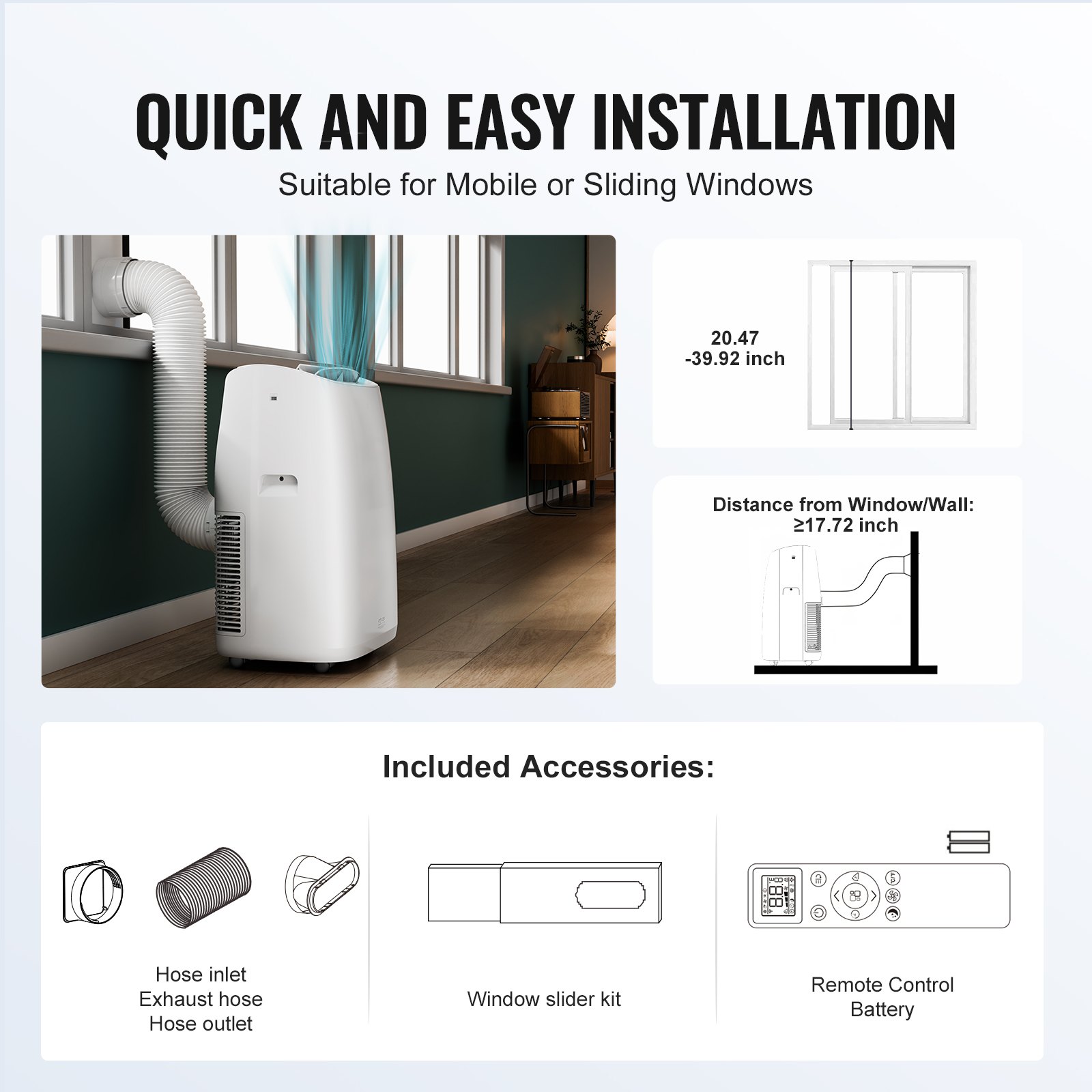 VEVOR 14,000 BTU Portable Air Conditioners, 4-in-1 Portable Unit with ...
