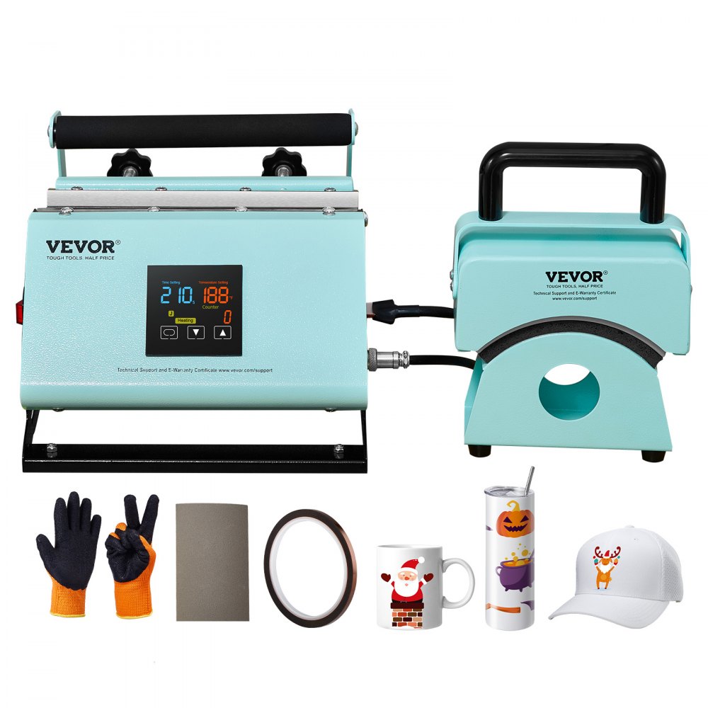 VEVOR 2 in 1 Tumbler and Hat Heat Press Machine Heat Machine for Caps ...