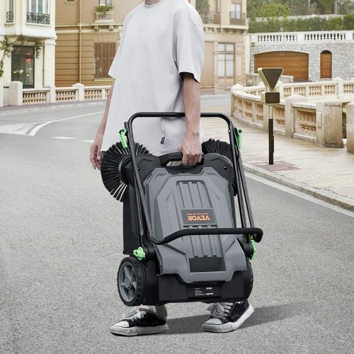 VEVOR Walk-behind Hand Push Floor Sweeper 25.6" Width 5 Gallon Waste ...