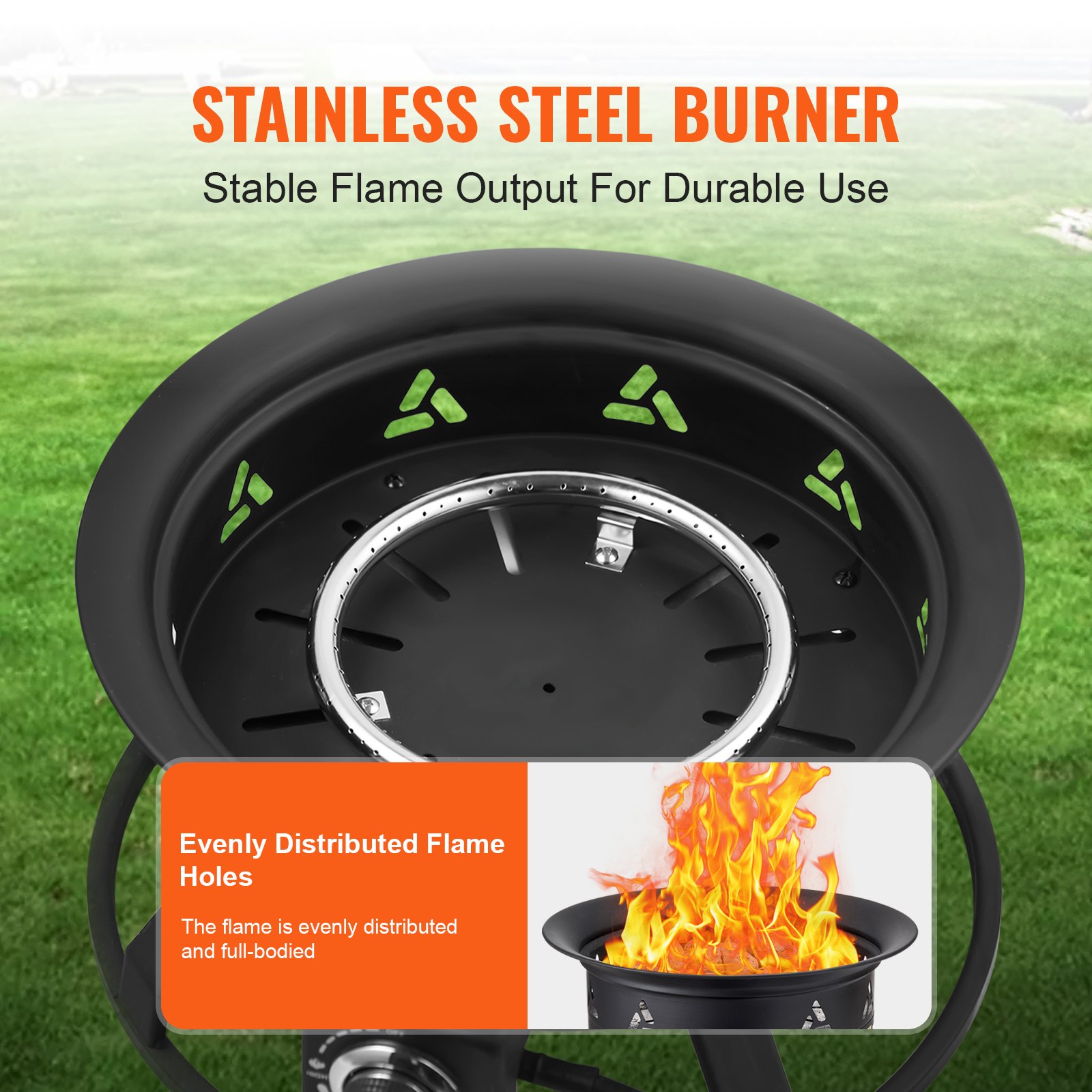 VEVOR Propane Fire Pit 24” Outdoor Portable Gas Fire Pit for Heating ...