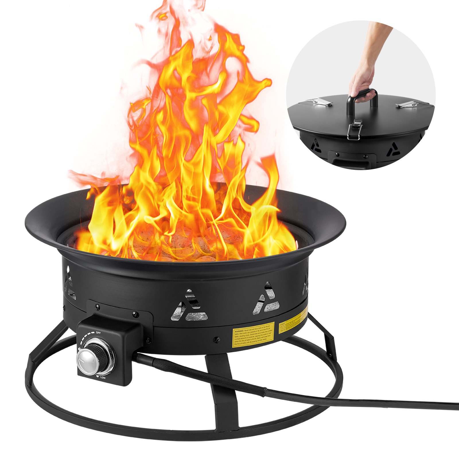 VEVOR Propane Fire Pit 24” Outdoor Portable Gas Fire Pit for Heating ...