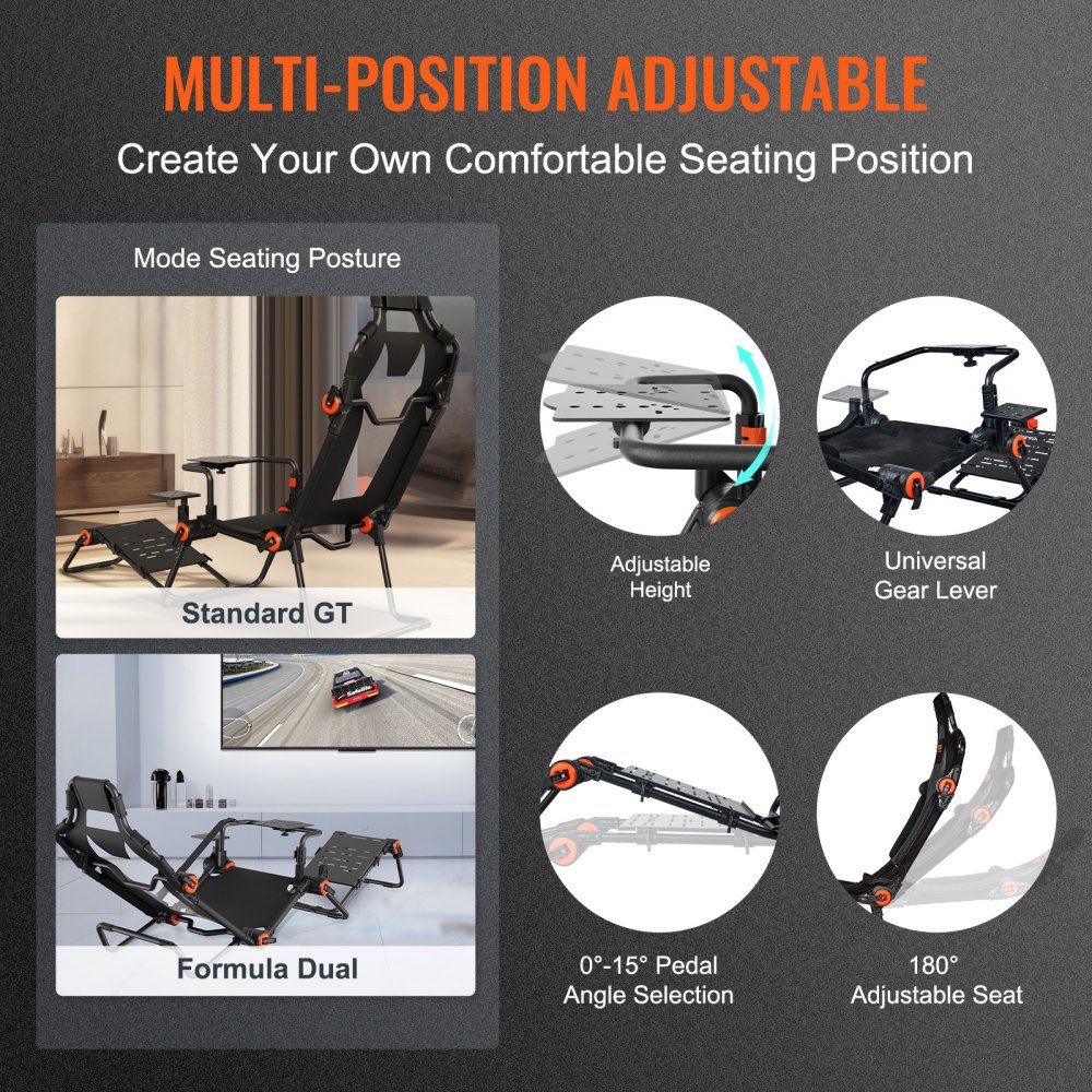 VEVOR Racing Wheel Stand Foldable Fit For Logitech,Thrustmaster,Fanatec ...