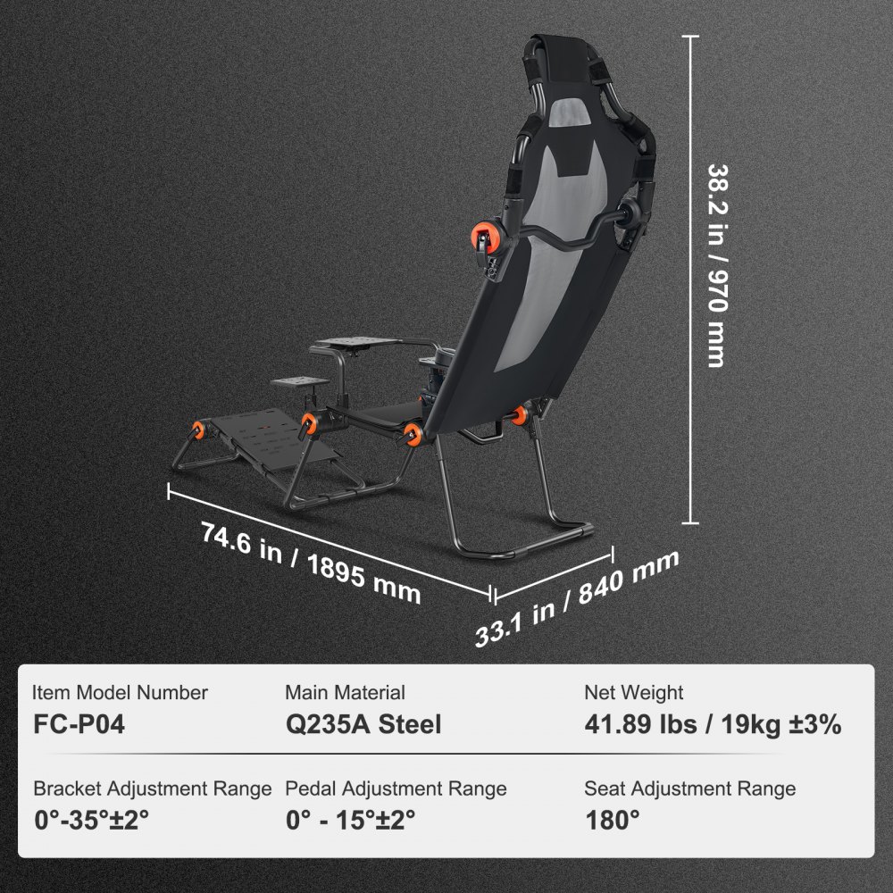 VEVOR Racing Wheel Stand Foldable Fit For Logitech,Thrustmaster,Fanatec ...