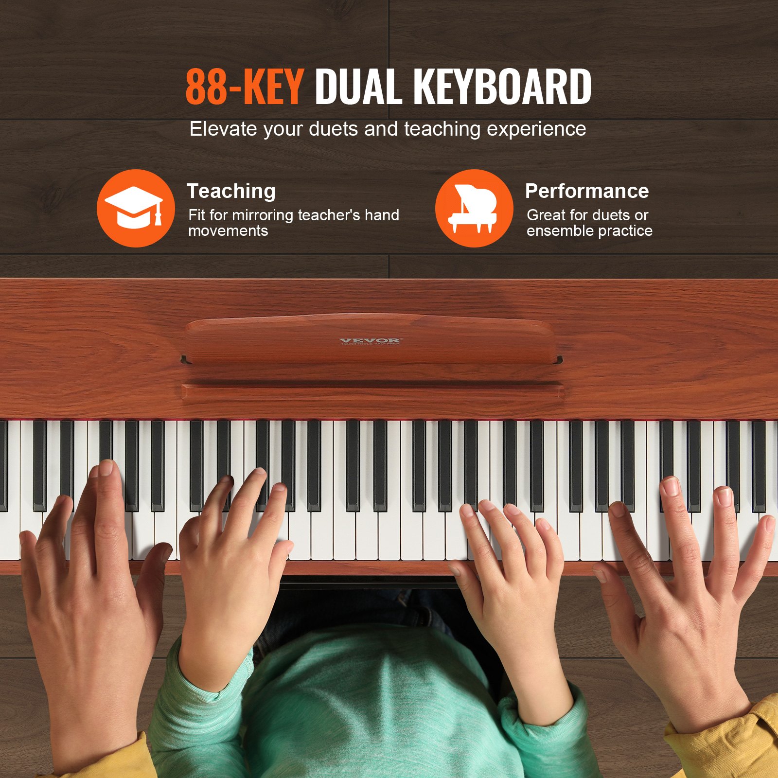 VEVOR 88 Key Fully Weighted Digital Piano Dual Keyboard Four Legged ...