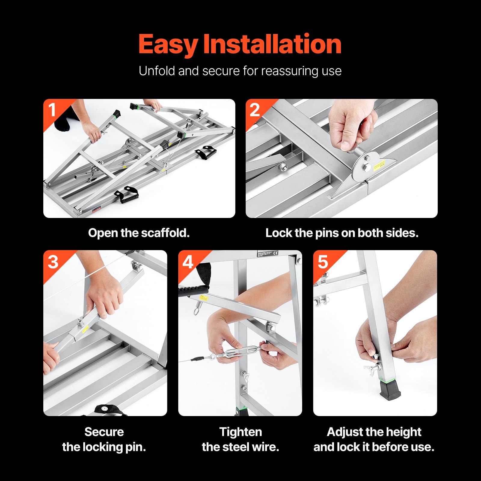 Work Platform Adjustable Height Portable Scaffolding Platform 800 lb ...