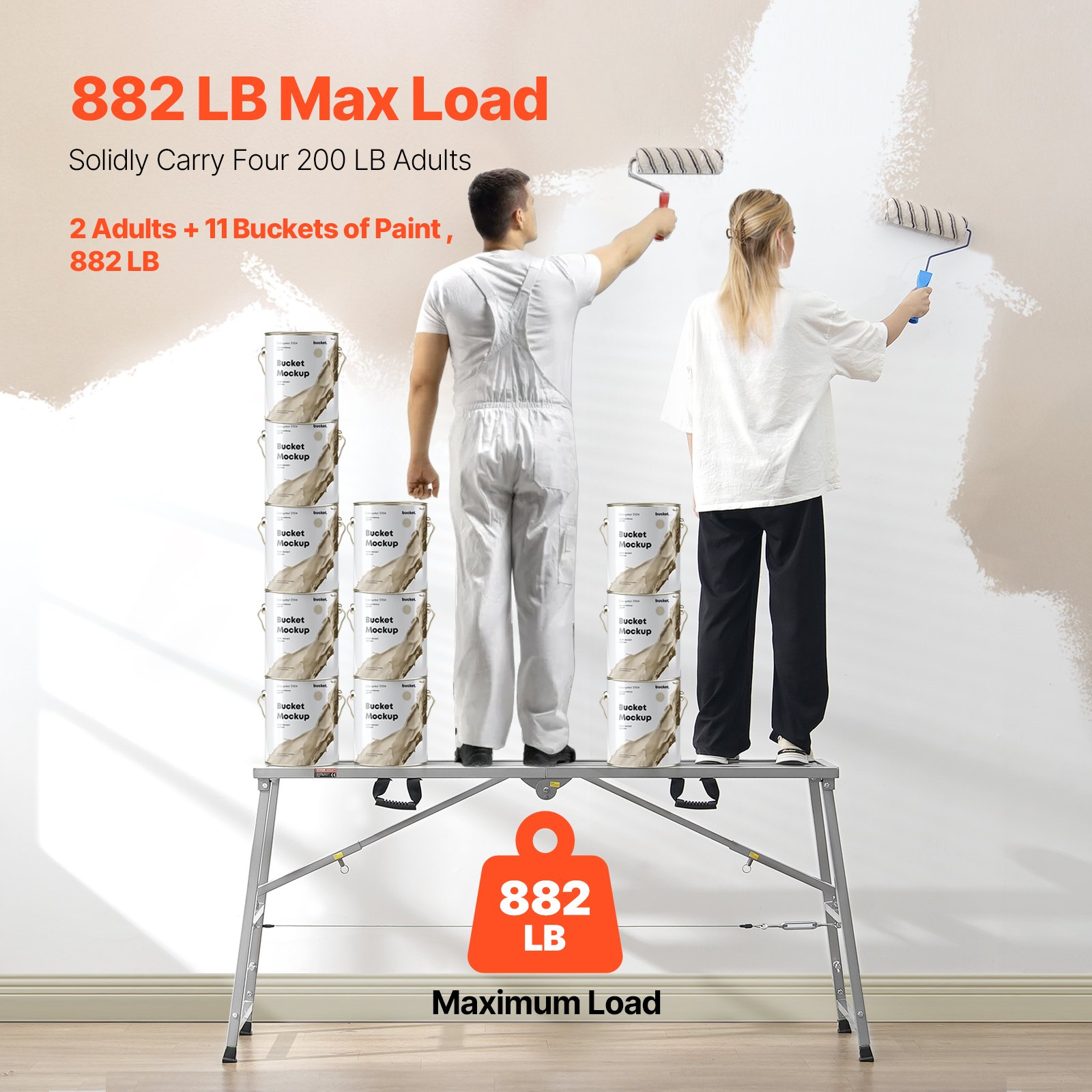 VEVOR Work Platform Adjustable Height Portable Scaffolding Platform 400 ...