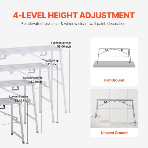 Work Platform Adjustable Height Portable Scaffolding Platform 880 lb ...