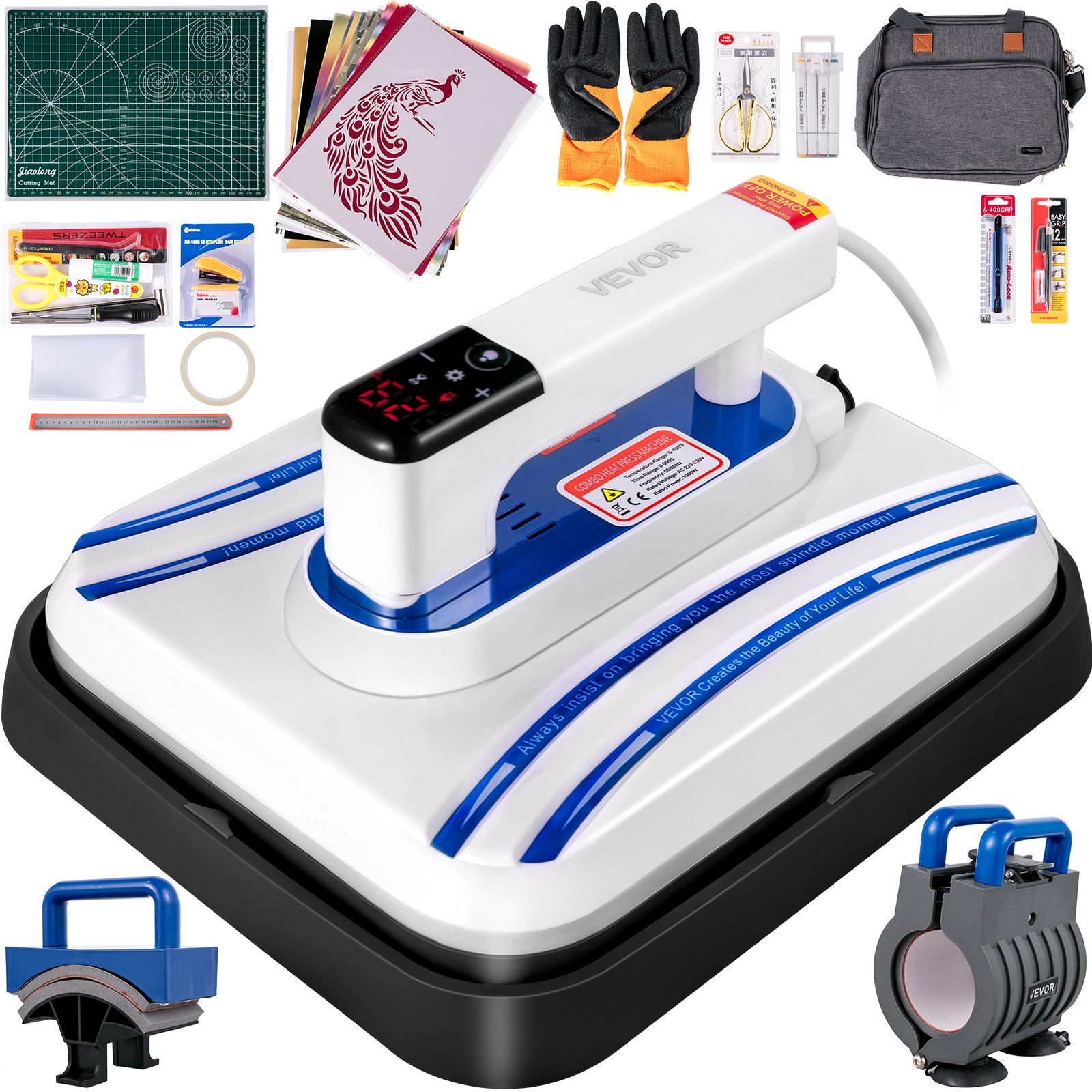 VEVOR Portable Heat Press 12x10 3 in 1 Inch Easy Press Multifunction ...