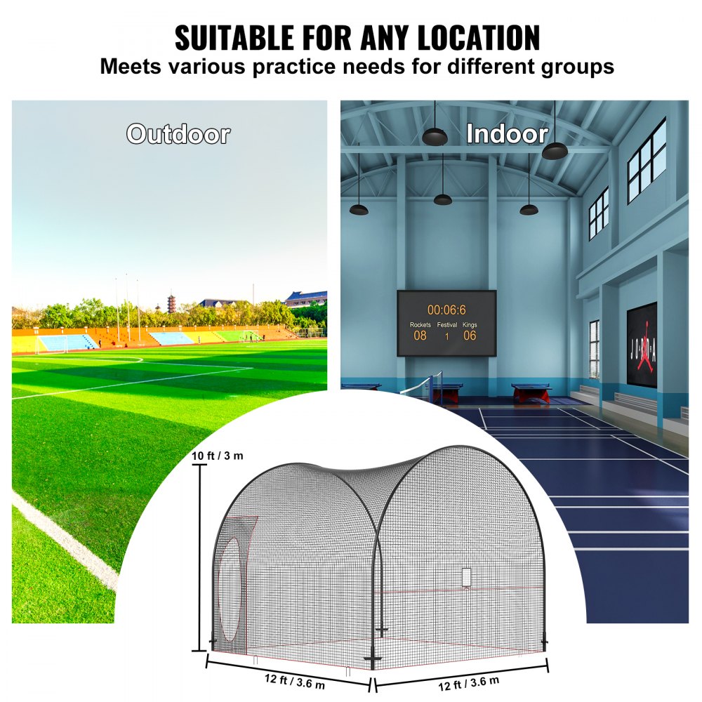VEVOR Baseball Batting Cage, Softball and Baseball Batting Cage Net and ...