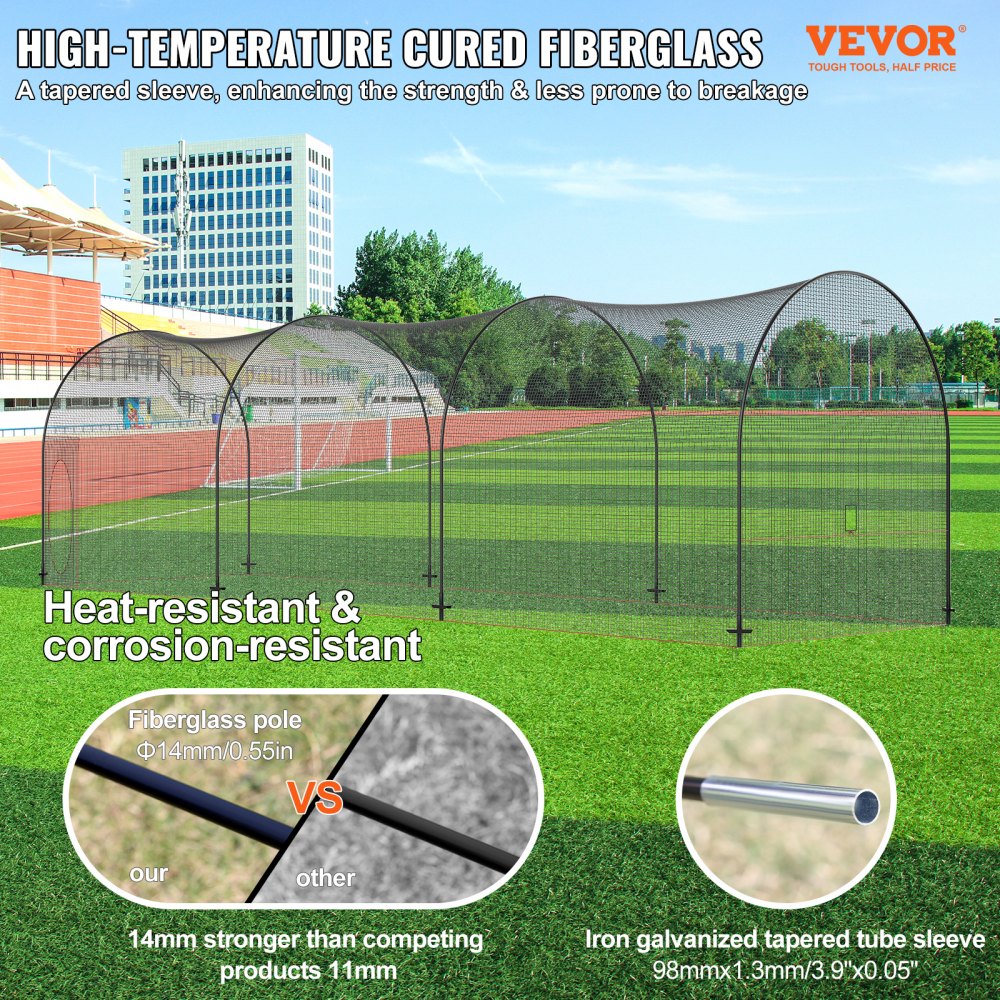 VEVOR Baseball Batting Cage, Softball and Baseball Batting Cage Net and ...