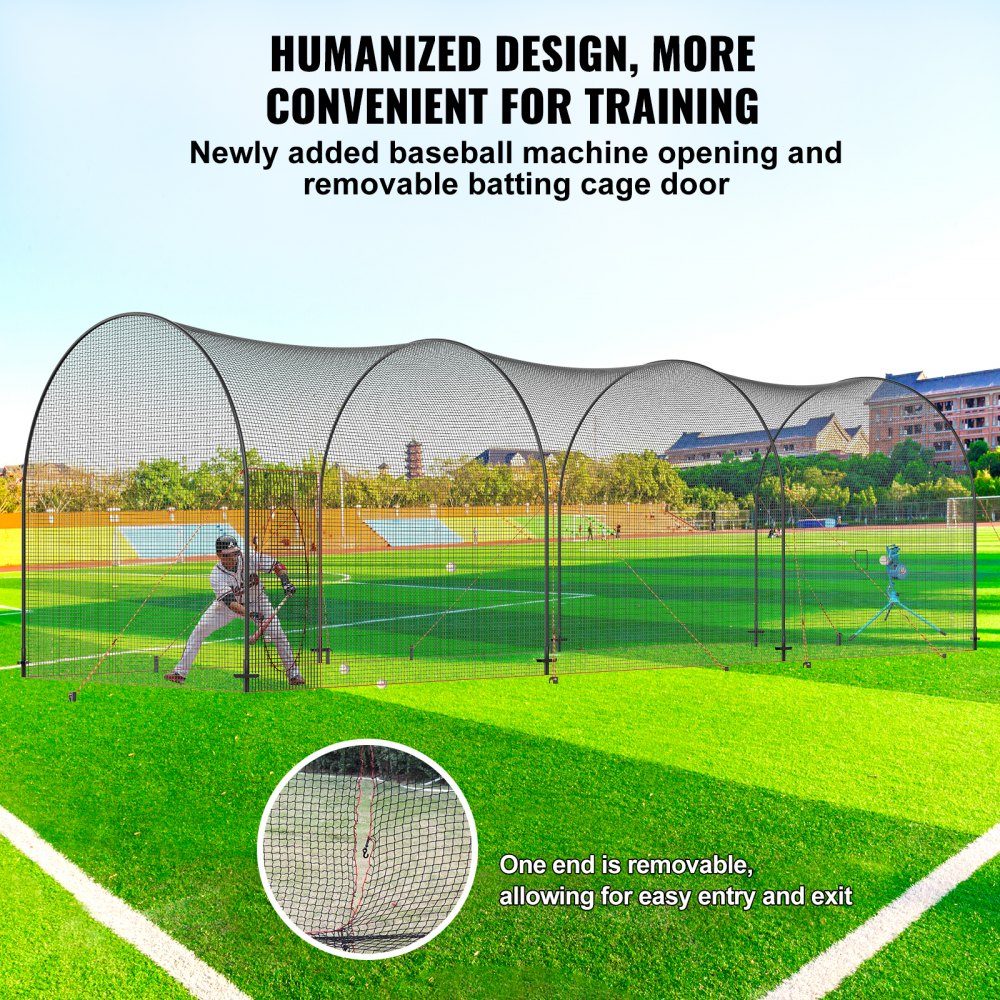 VEVOR 40-Foot Batting Cage 40×12×12ft with Double-Layer Net