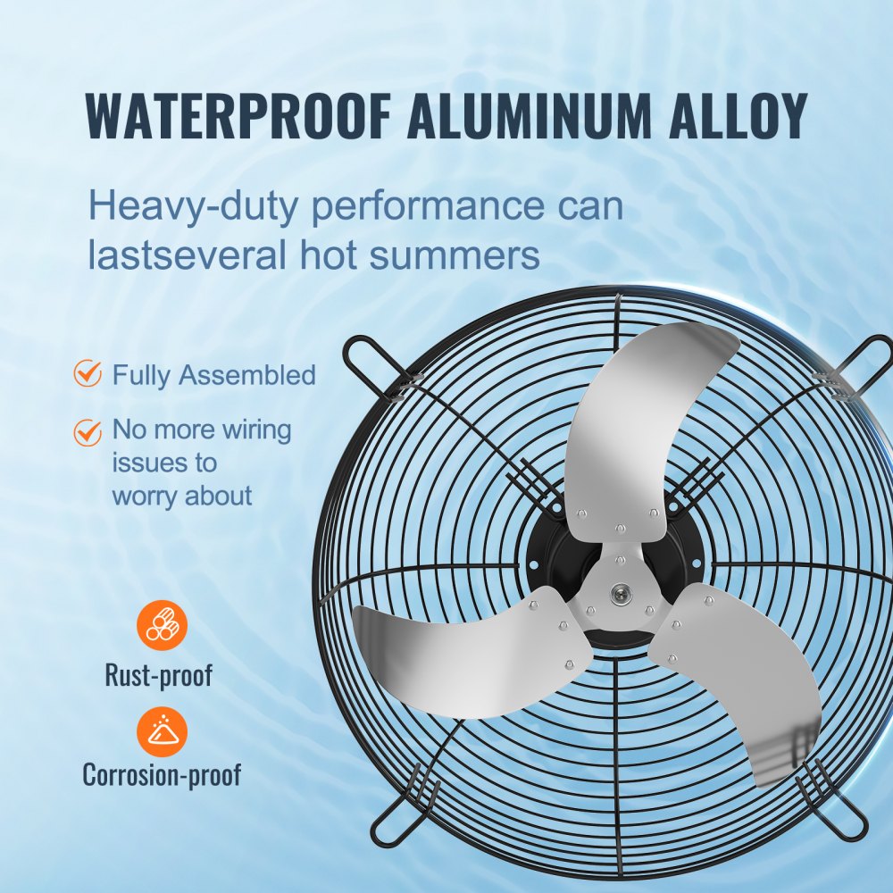 VEVOR Shutter Exhaust Fan Shop Exhaust Fan 610 mm Wall Mounted 2892 CFM ...