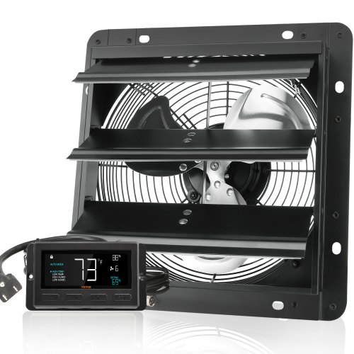 VEVOR Shutter Exhaust Fan, 254mm / 10inch with Temperature Humidity ...