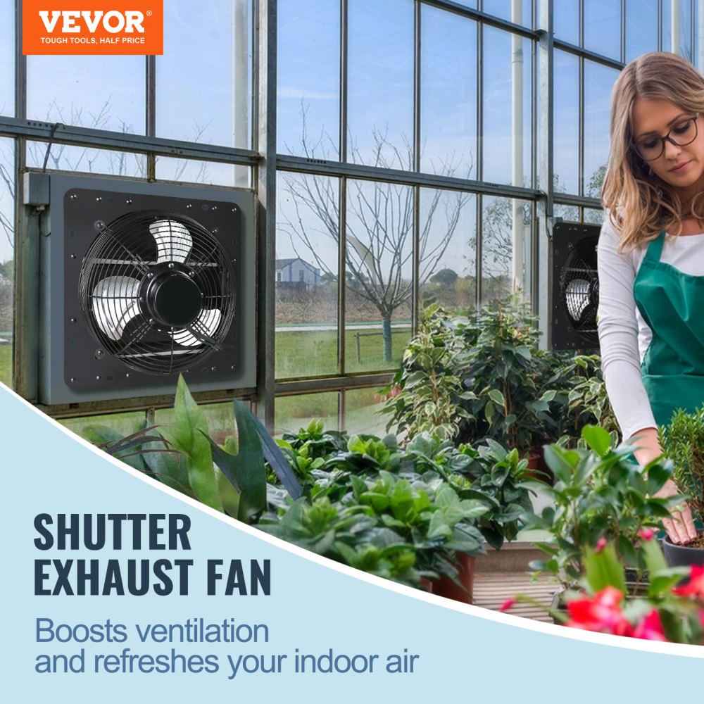 VEVOR Shutter Exhaust Fan, 14'' with Temperature Humidity Controller ...