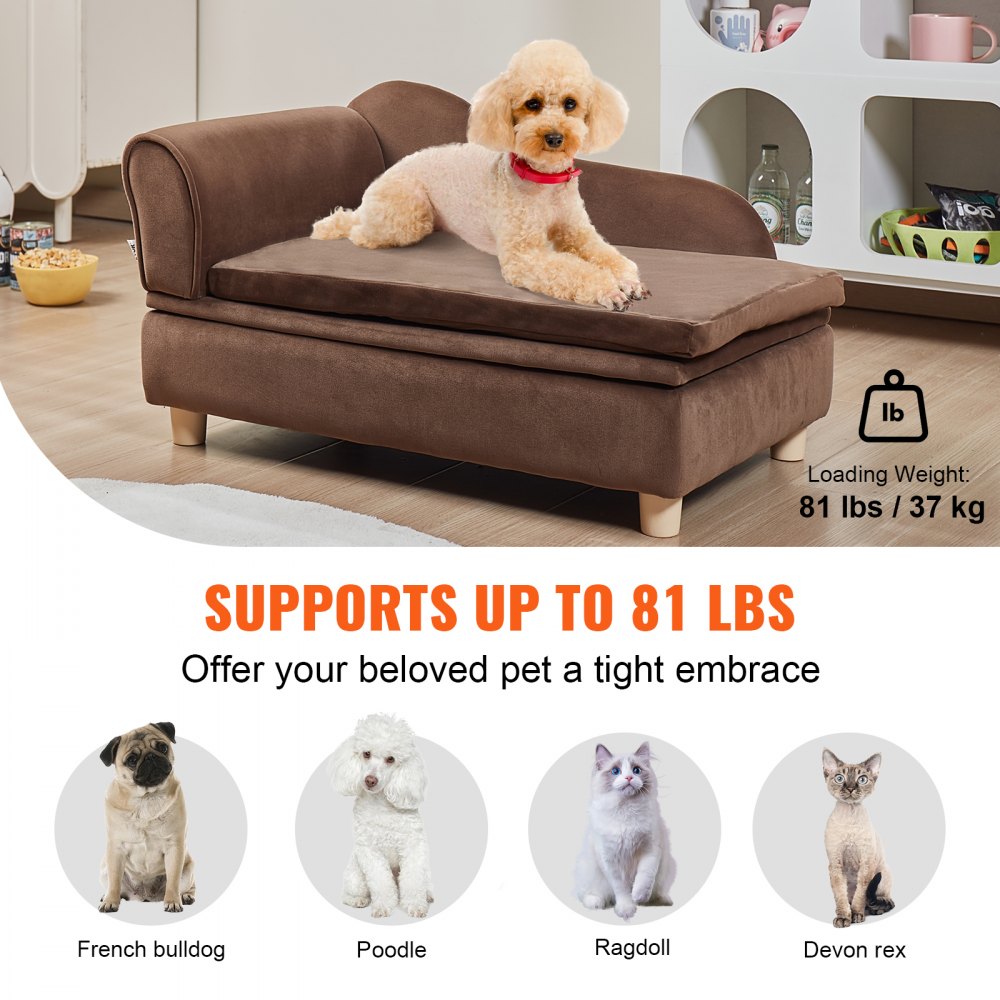 VEVOR Pet Sofa, Dog Couch for Medium-Sized Dogs and Cats, Soft Velvety ...