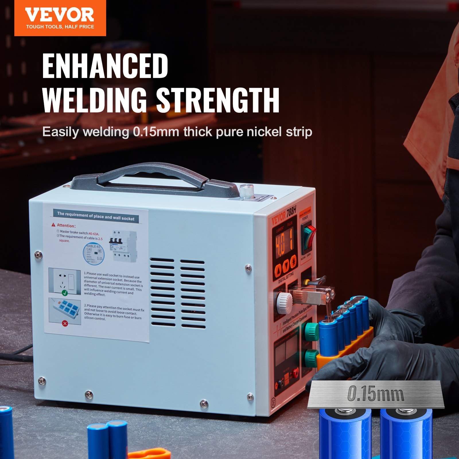 VEVOR Battery Spot Welder, 788H Pulse Spot Welder & Battery Charger ...