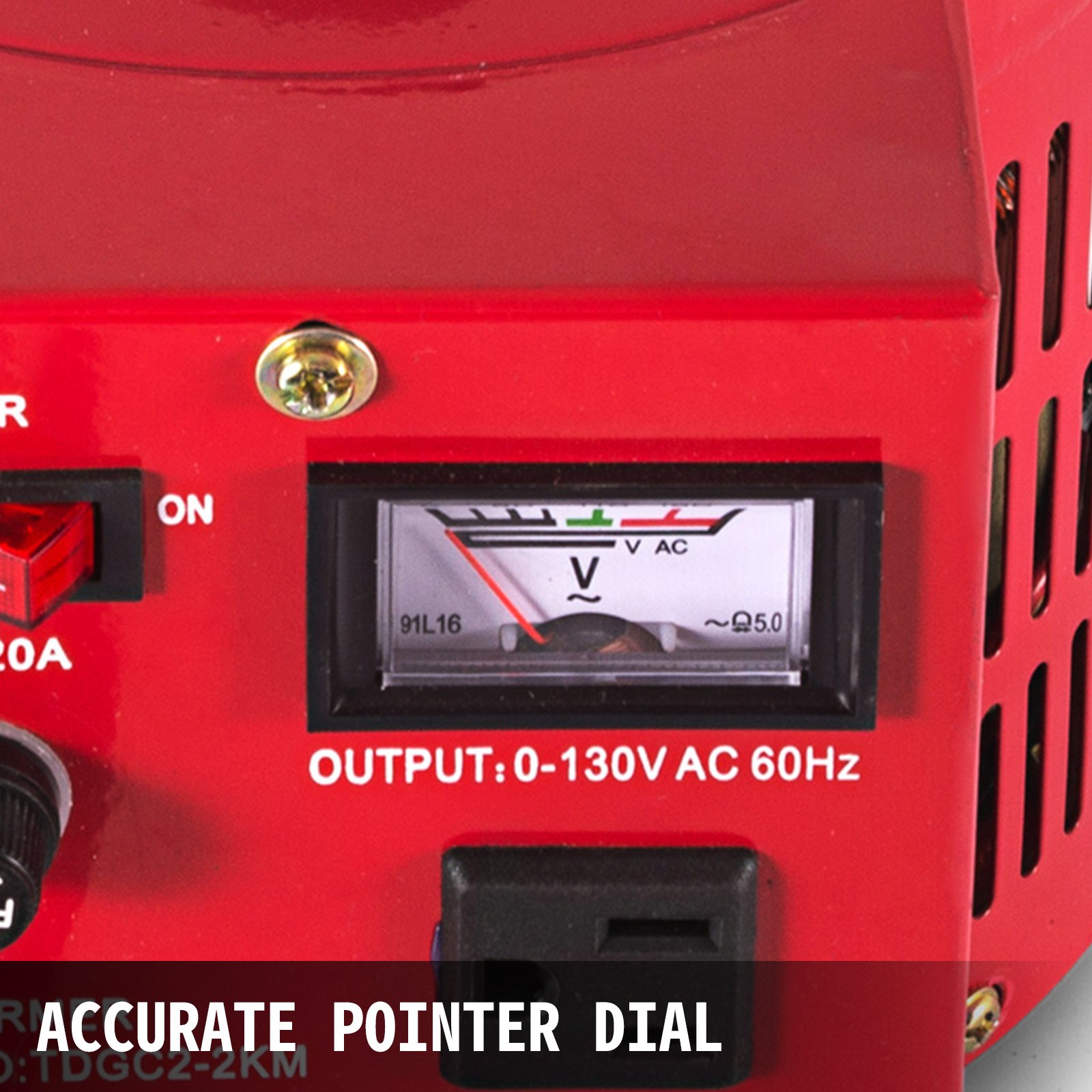 VEVOR 2000VA Transformer Max 20 Amp Variable Transformer 0-130 Volt Output Variable AC Voltage ...