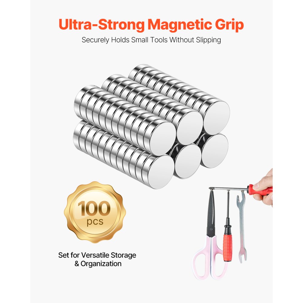 VEVOR Rare Earth Magnets, 100 Pcs Strong Round Small Neodymium Magnets ...