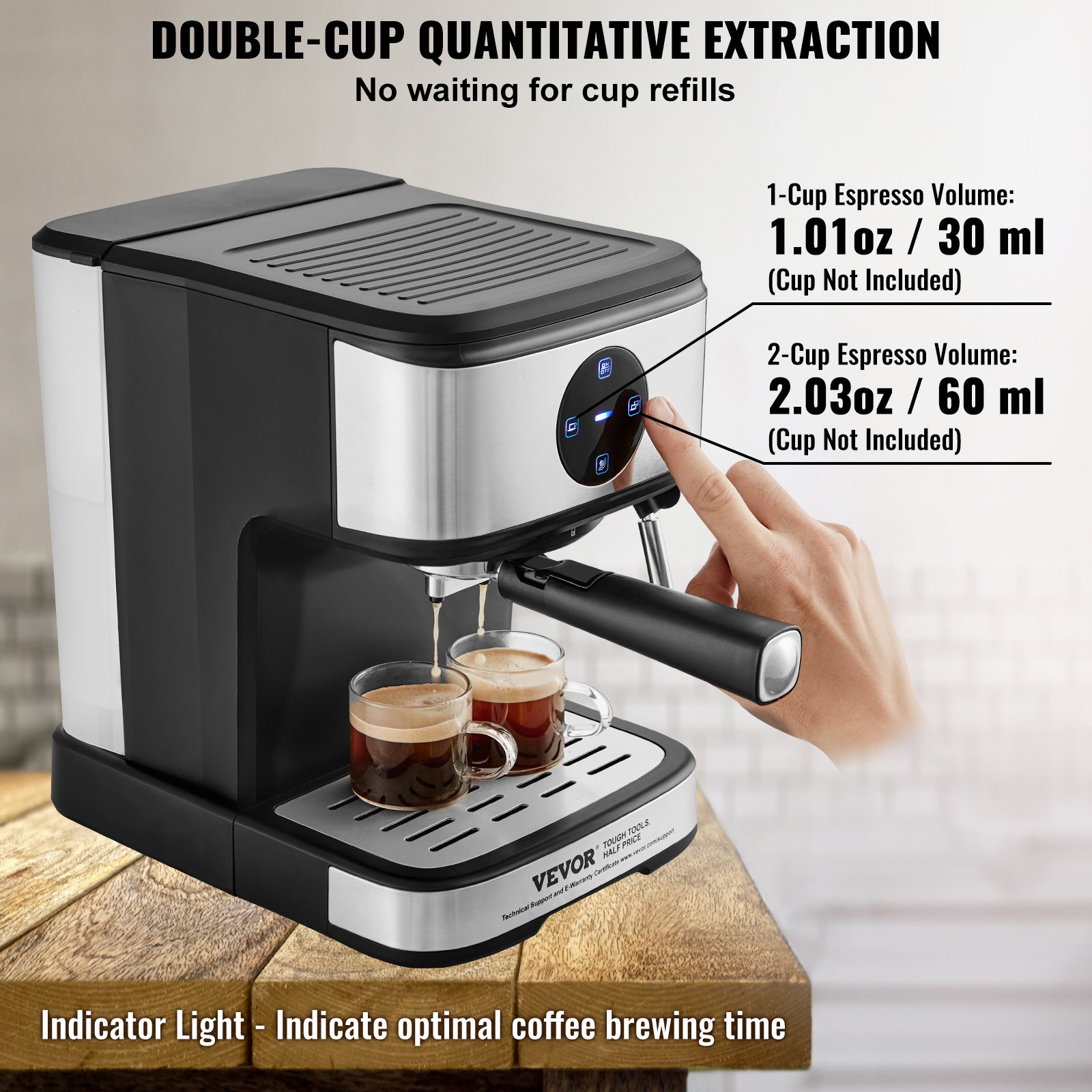 VEVOR Espresso Machine, 15 Bar Coffee and Espresso Maker with Milk ...