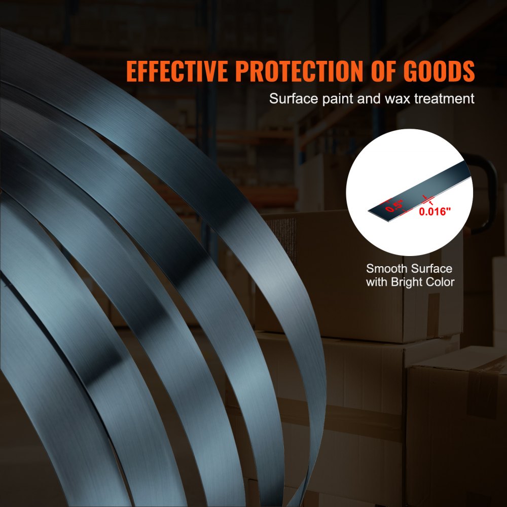 VEVOR Packaging Steel Strapping Roll 1/2" x 0.016" x 330' Banding Strap ...