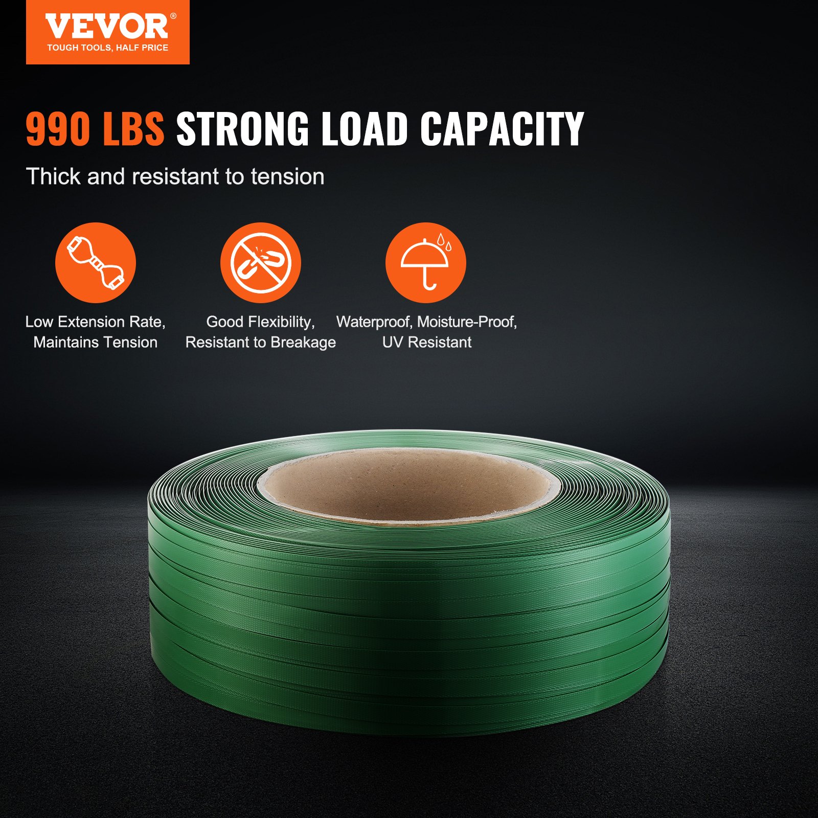 VEVOR Packaging Polyester PET Strapping Roll 0.63" x 0.03" x 4000 ...