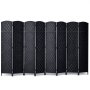 8 Panel Room Divider Hand-Woven Folding Privacy Screen with Hinges ...