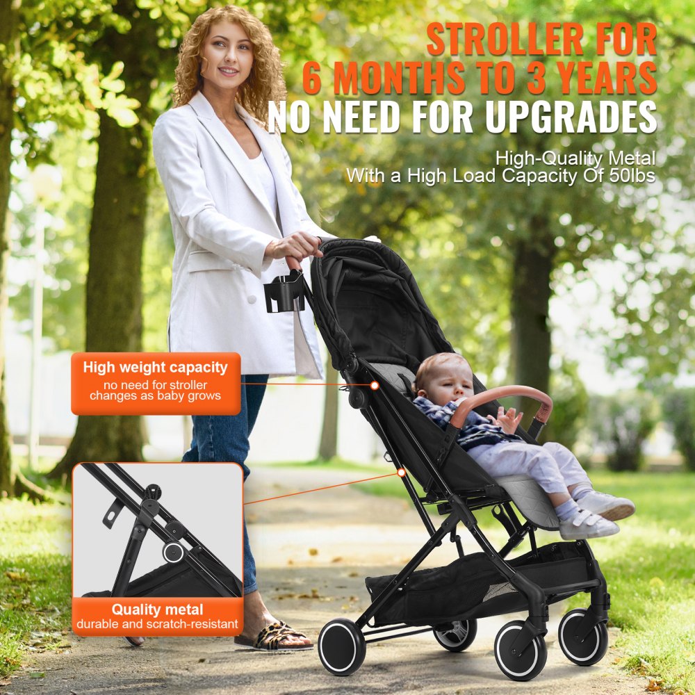 VEVOR Standard Baby Infant Stroller, Toddler Stroller with 95°-150 ...
