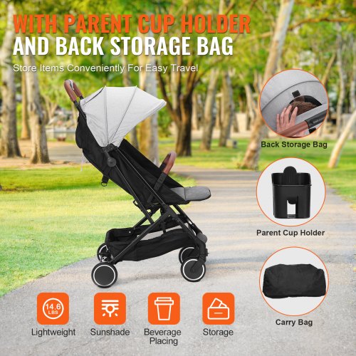 VEVOR Standard Baby Infant Stroller, Toddler Stroller with 95°-150 ...