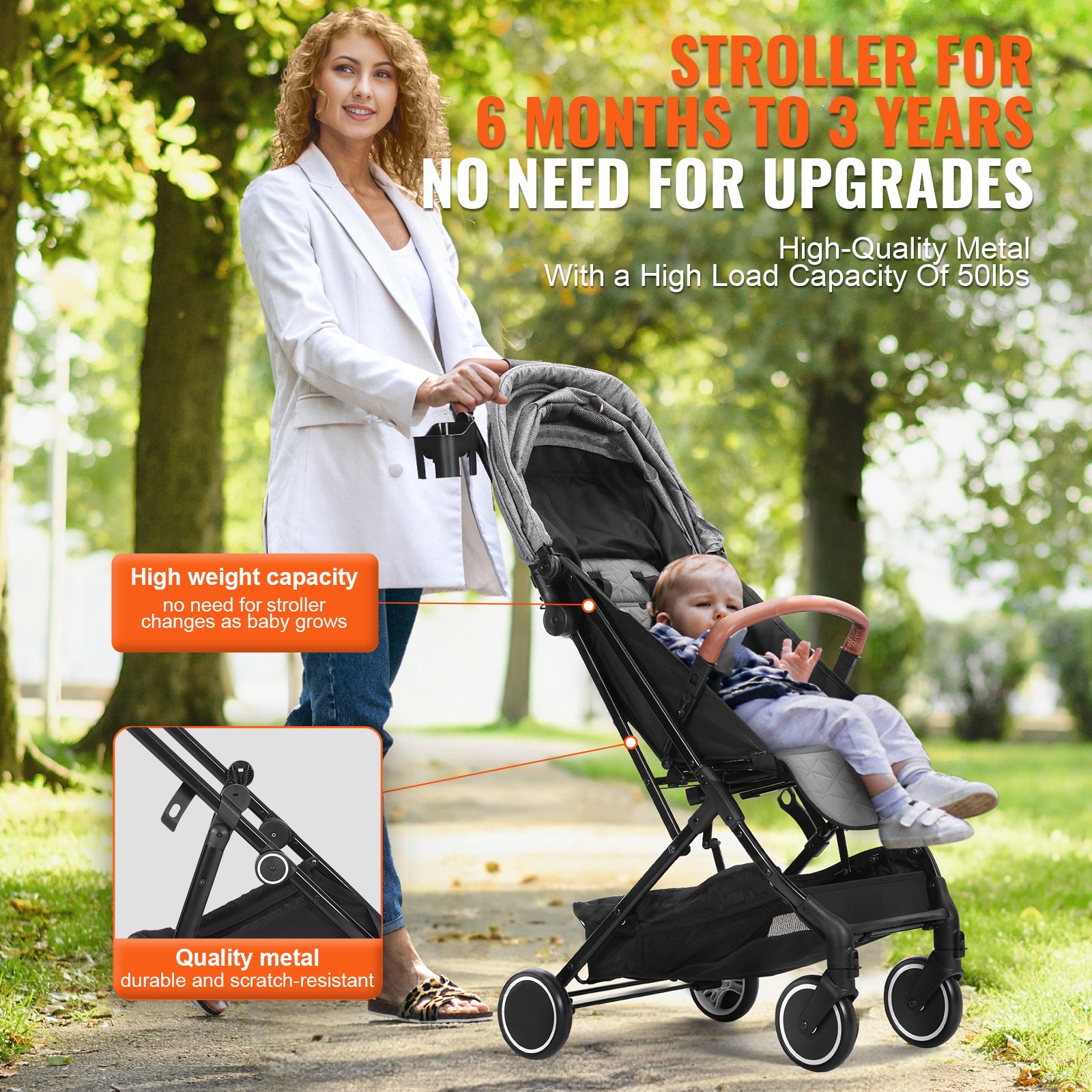 VEVOR Standard Baby Infant Stroller, Toddler Stroller with 95°-150 ...