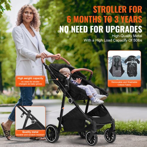 VEVOR Standard Baby Stroller, Infant Toddler Stroller with Bassinet ...
