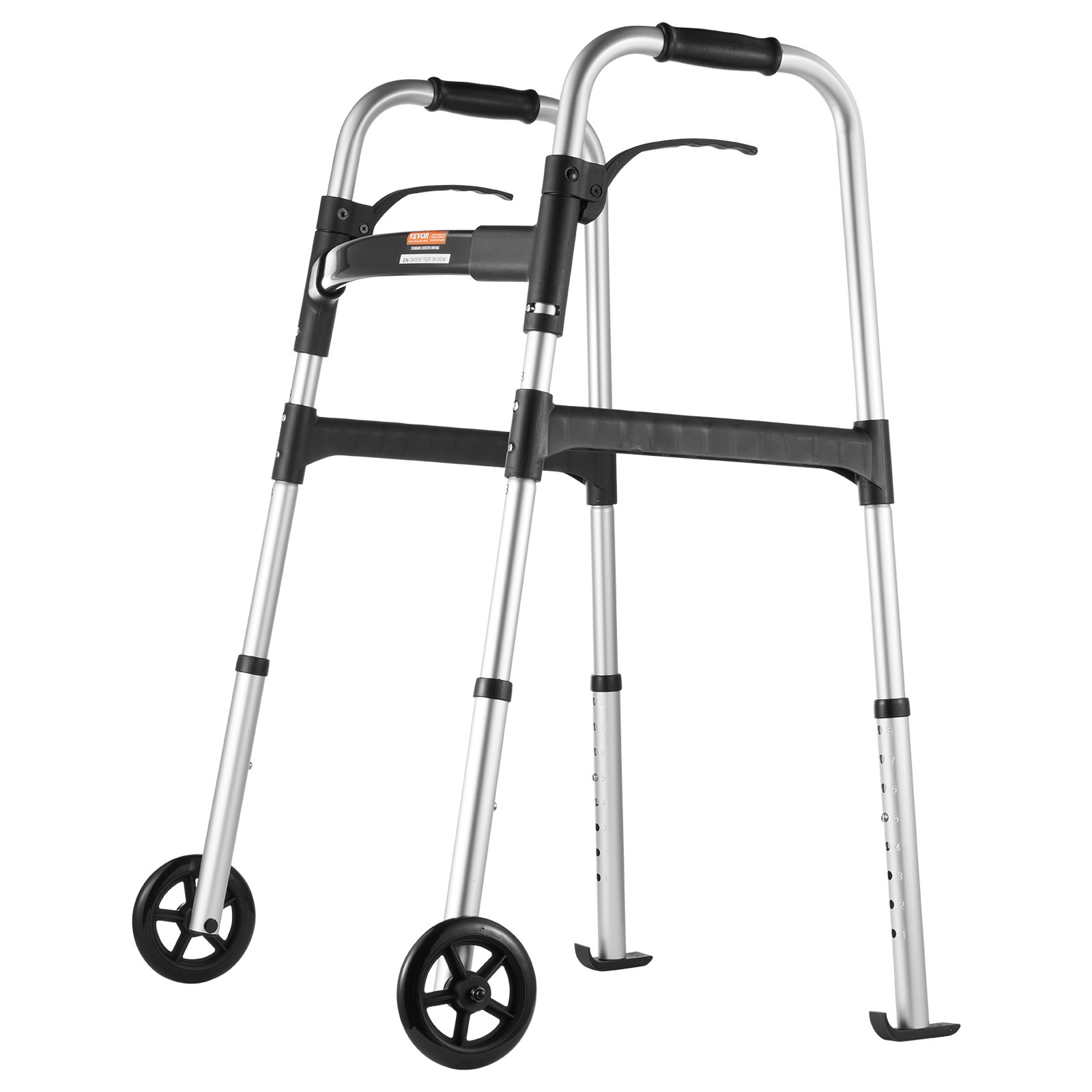 VEVOR Folding Walker Aluminum Mobility Walker Aid with Adjustable ...