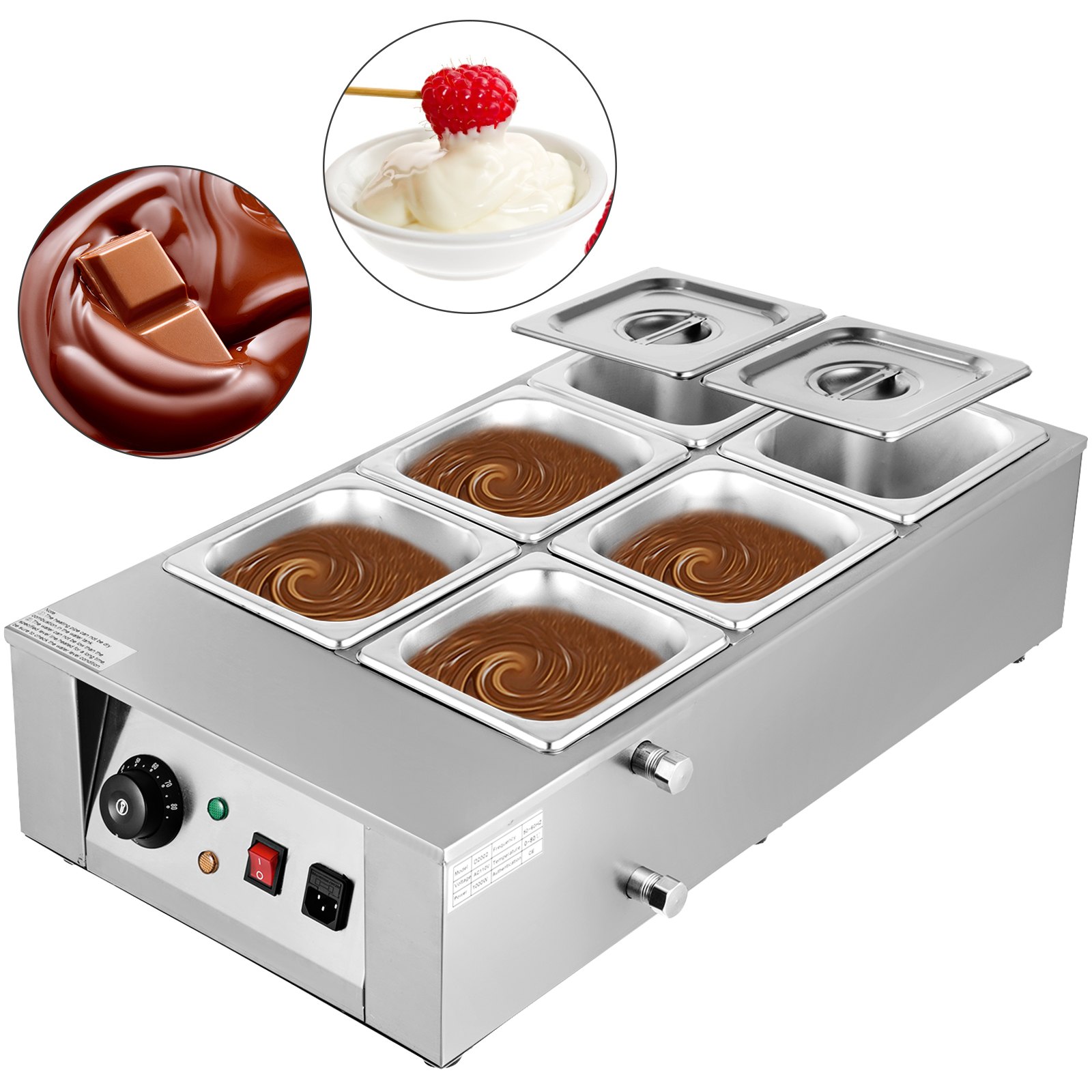 VEVOR Electric Chocolate Melting Pot Machine 6 Tanks 26.45lbs Capacity ...