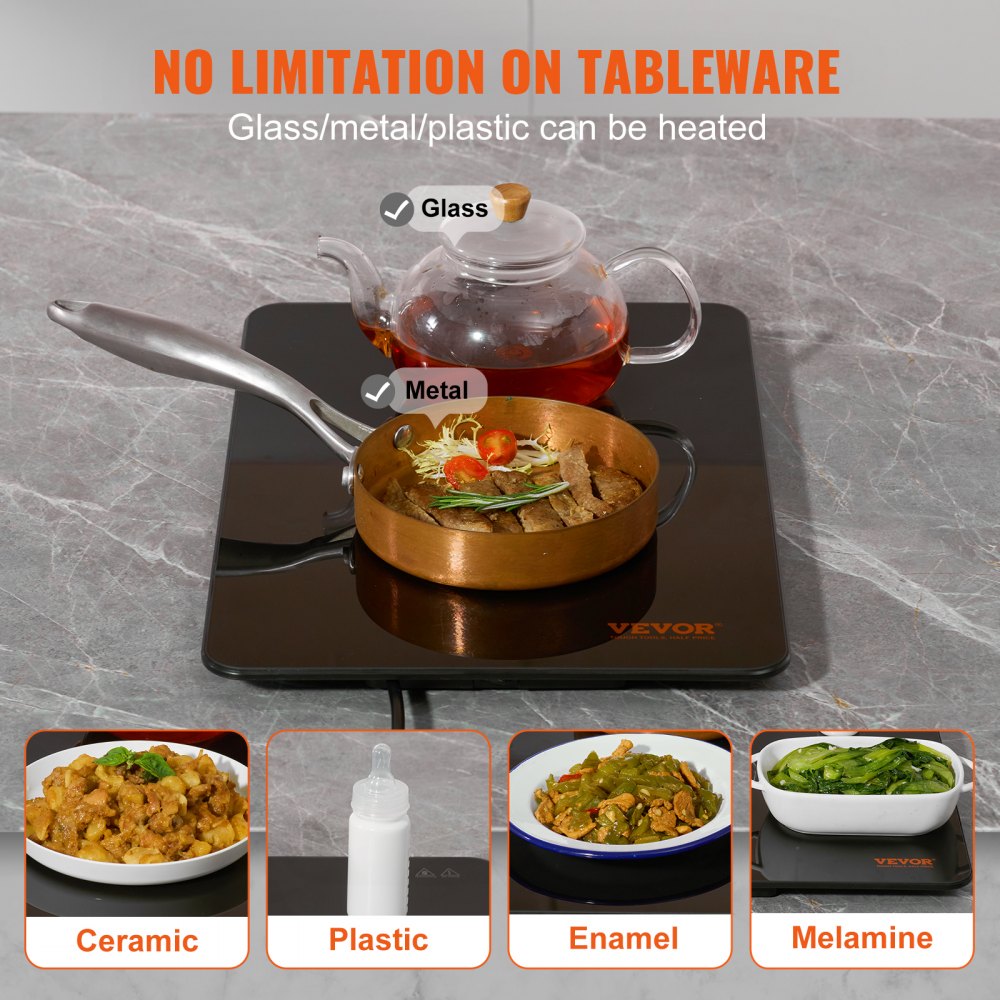 VEVOR Electric Warming Tray, 16.5" x 11" Portable Tempered Glass ...