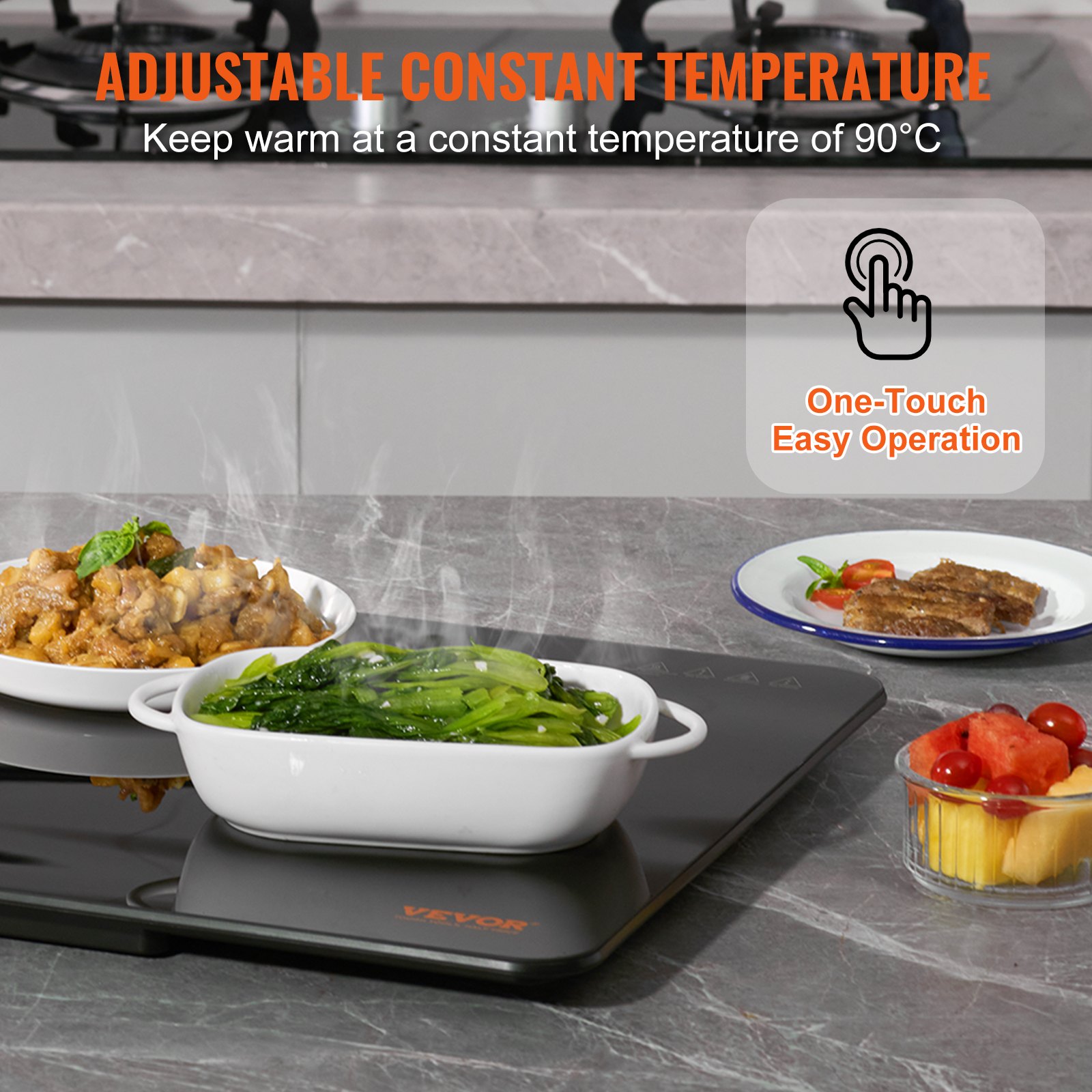 VEVOR Electric Warming Tray, 16.5" x 23.6" Portable Tempered Glass ...