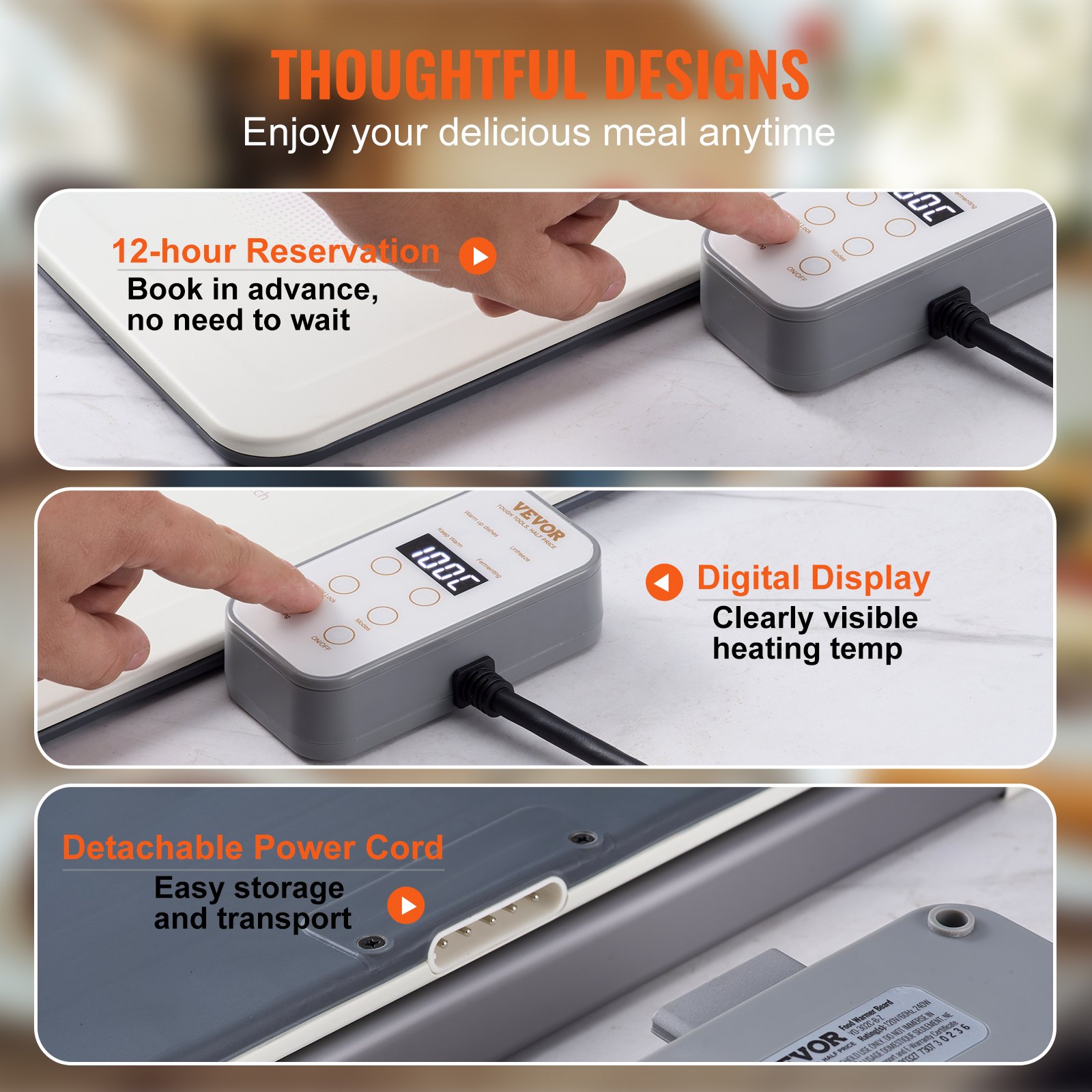 VEVOR Electric Warming Tray, 18.9" x 10.2" Portable Cold Rolled Sheet ...